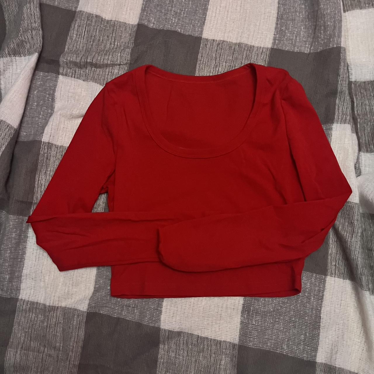super cute small red cropped shirt #cropped #red - Depop