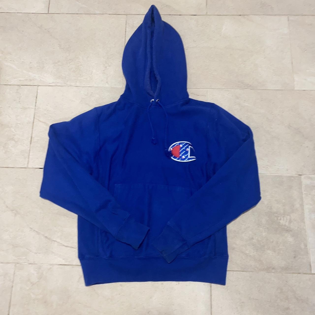 Royal blue champion hoodie, in decent condition has... - Depop