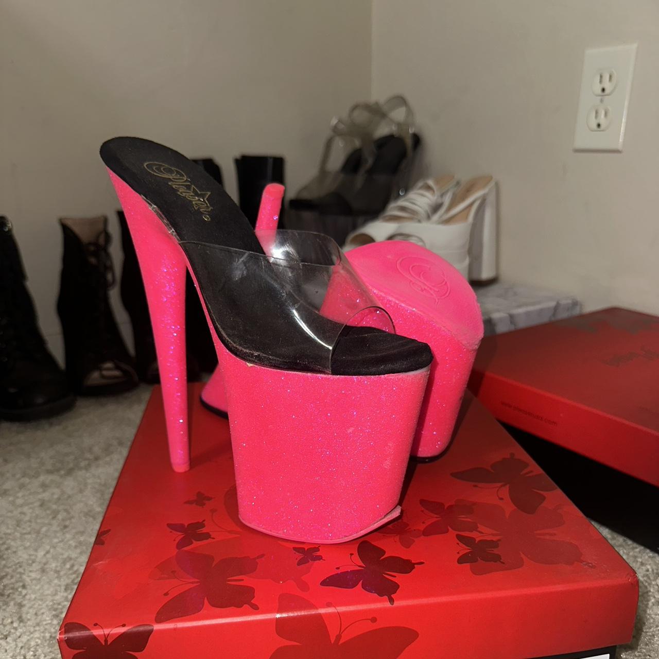 9 inch UV Pink Pleasers •UV Pink bottom •Ankle... | Depop