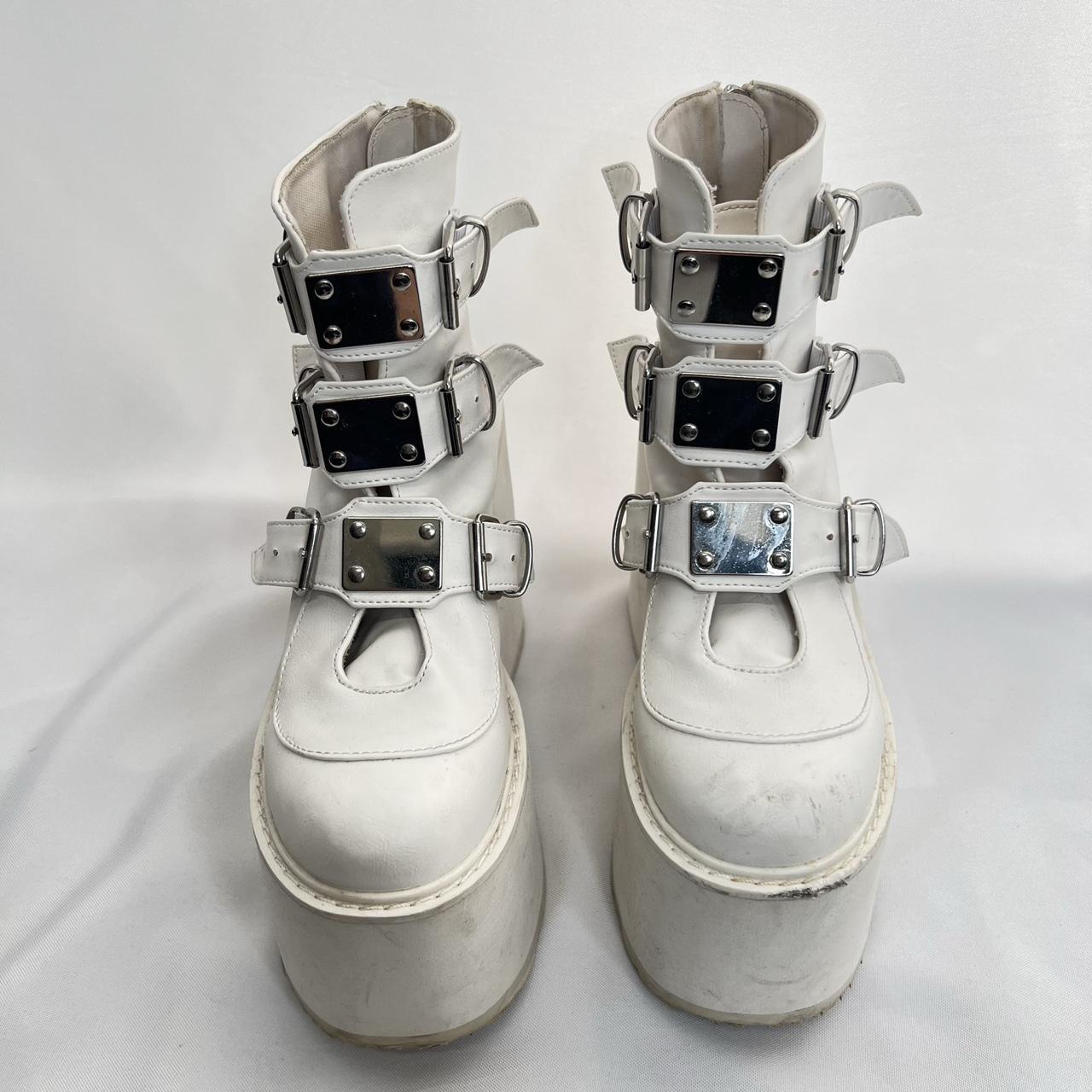 Demonia Women's White Boots | Depop