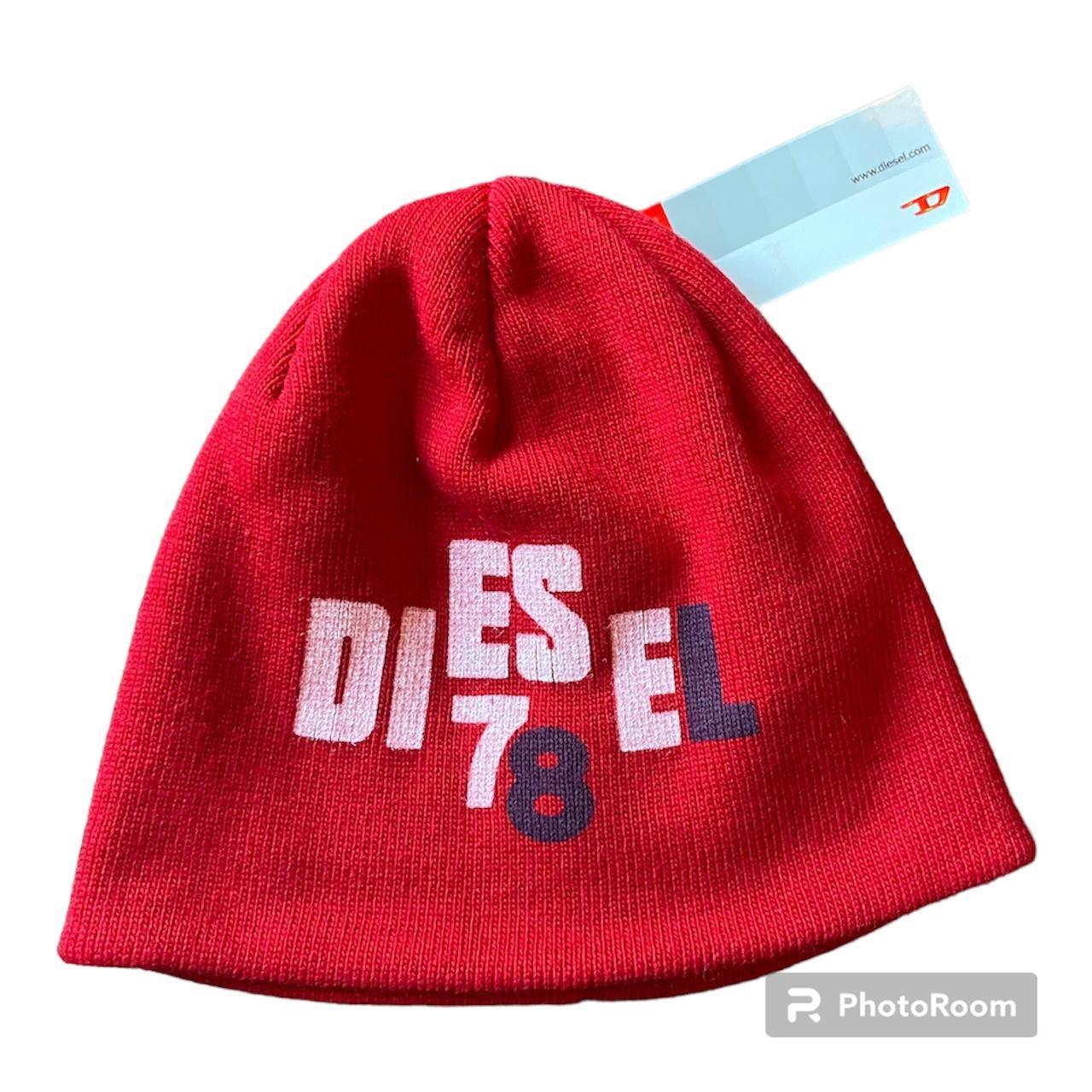 Diesel red logo text beanie hat brand new with tags... - Depop