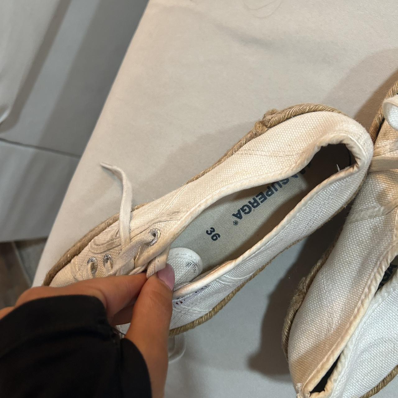 Superga white raffia platform sneakers - Depop