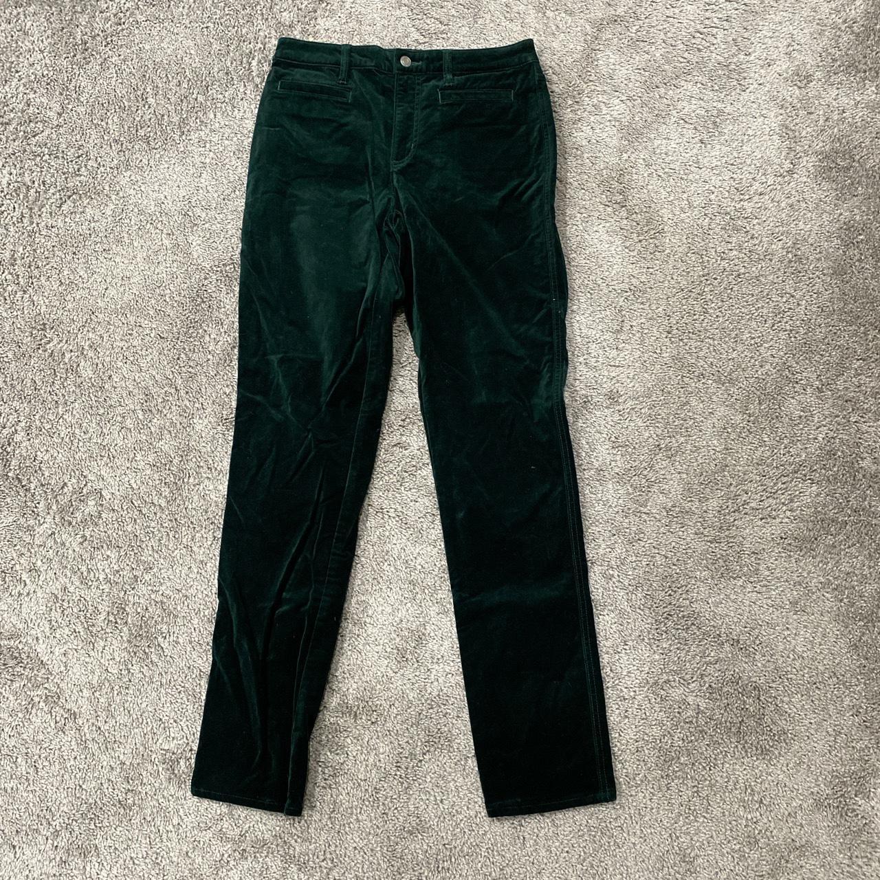 dark green velvet pants size 8 tall #velvet... - Depop