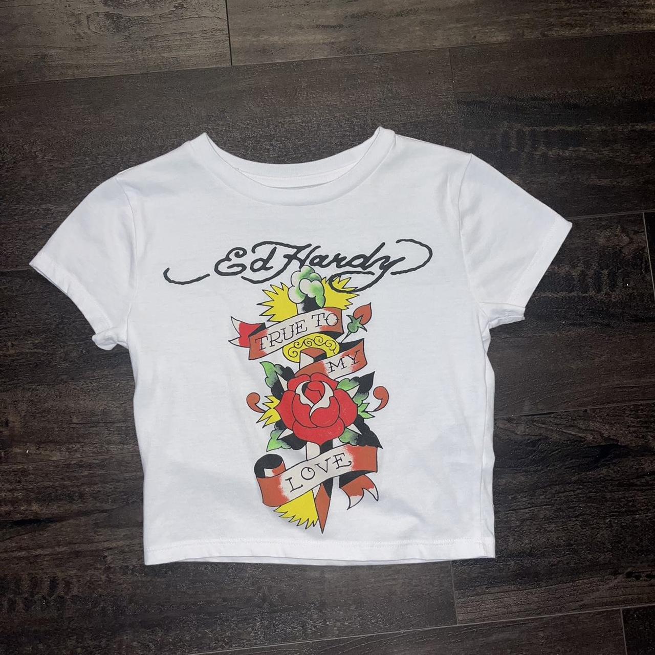 new ed hardy baby tee size small #y2k #edhardy - Depop