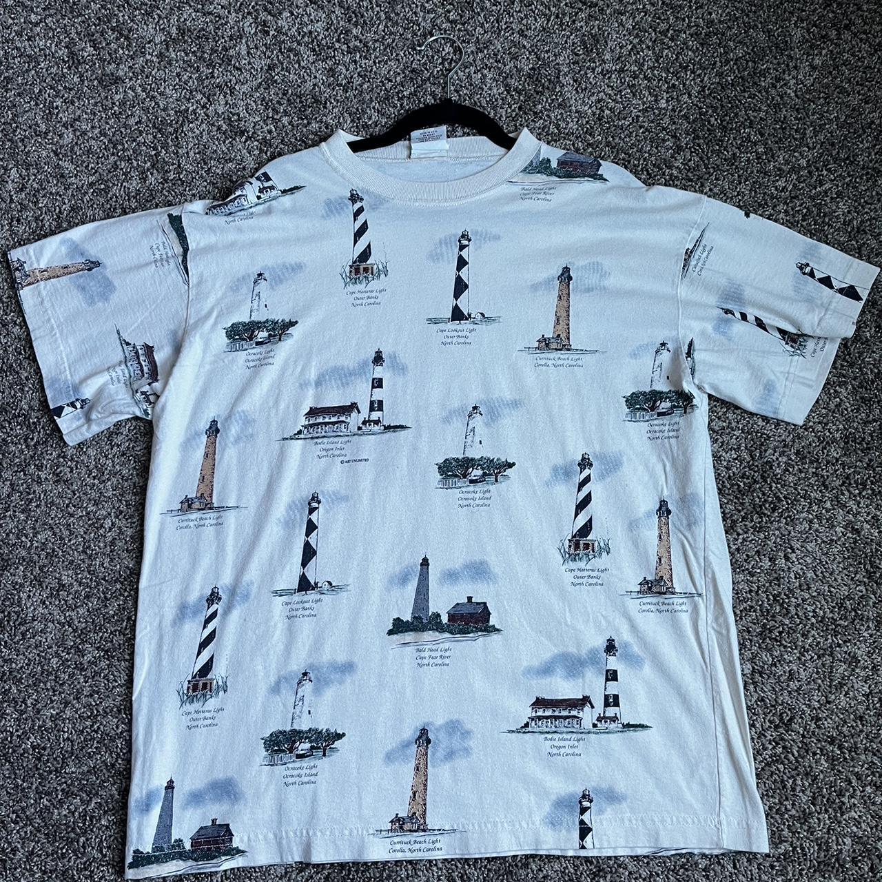 Vintage AOP North Carolina lighthouse tshirt... - Depop