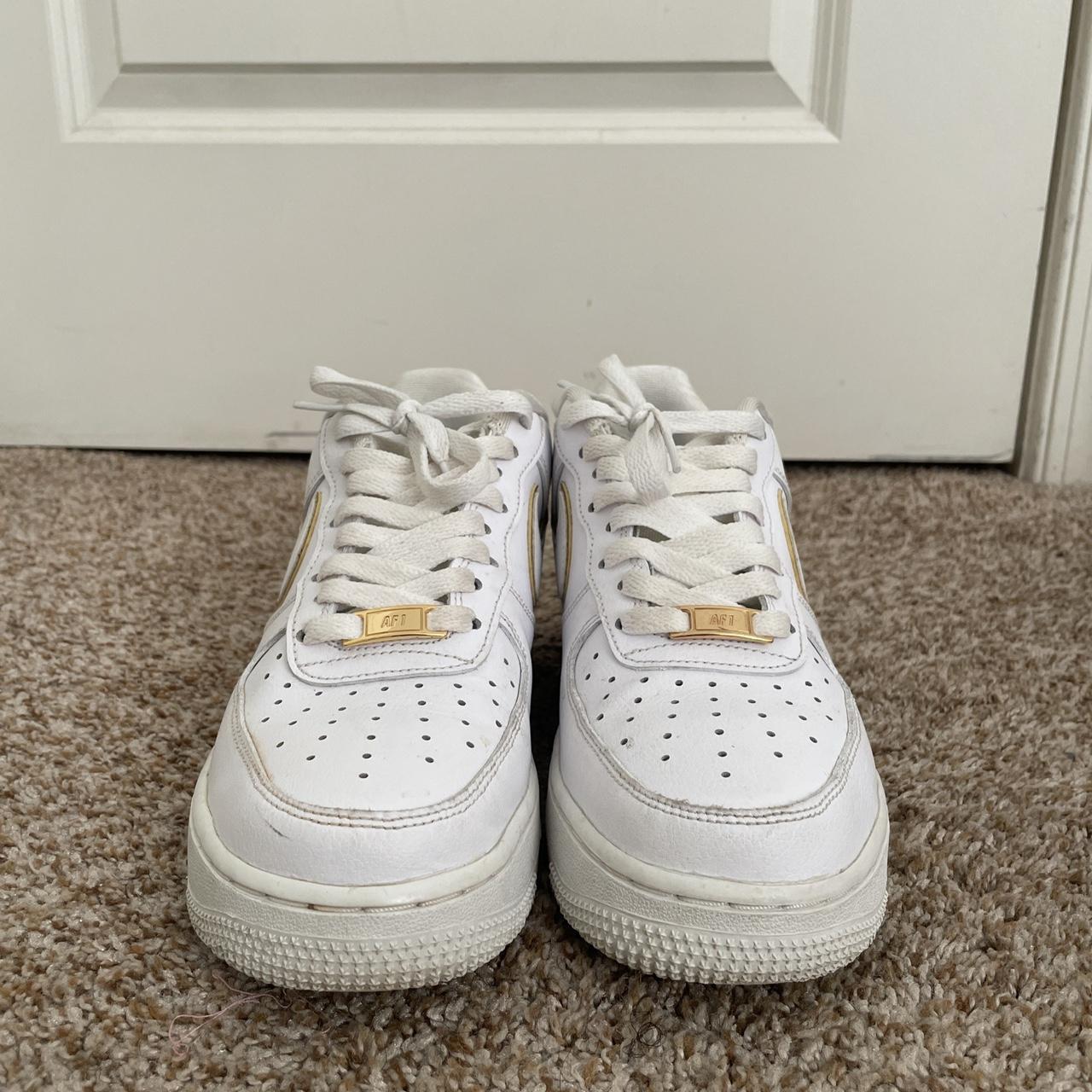 women’s air force 1 metallic gold - in excellent... - Depop