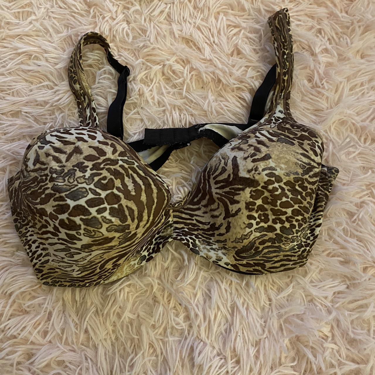 hanes y2k cheetah animal print bra. cute y2k bra... - Depop