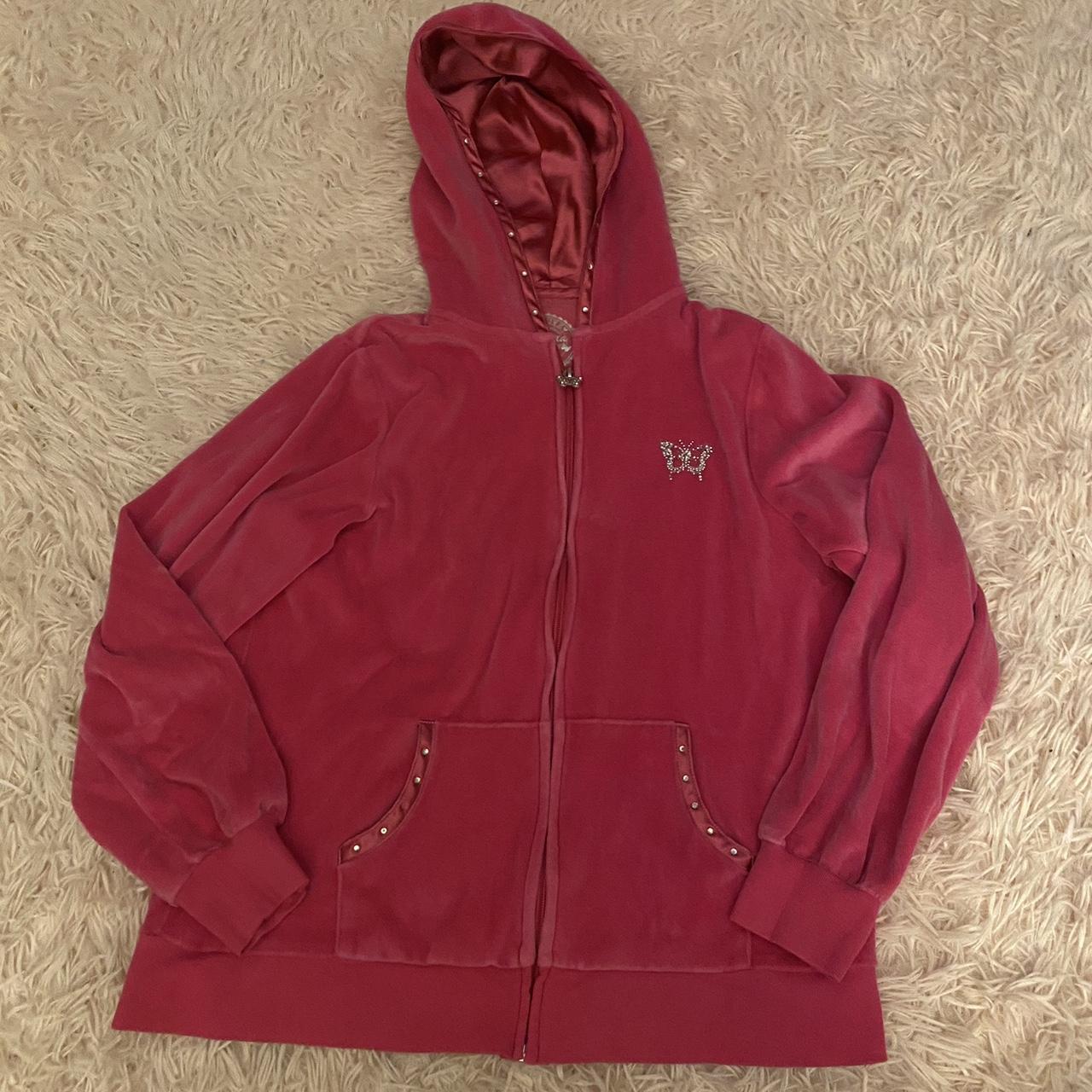 cute y2k velour pink mcbling butterfly... - Depop