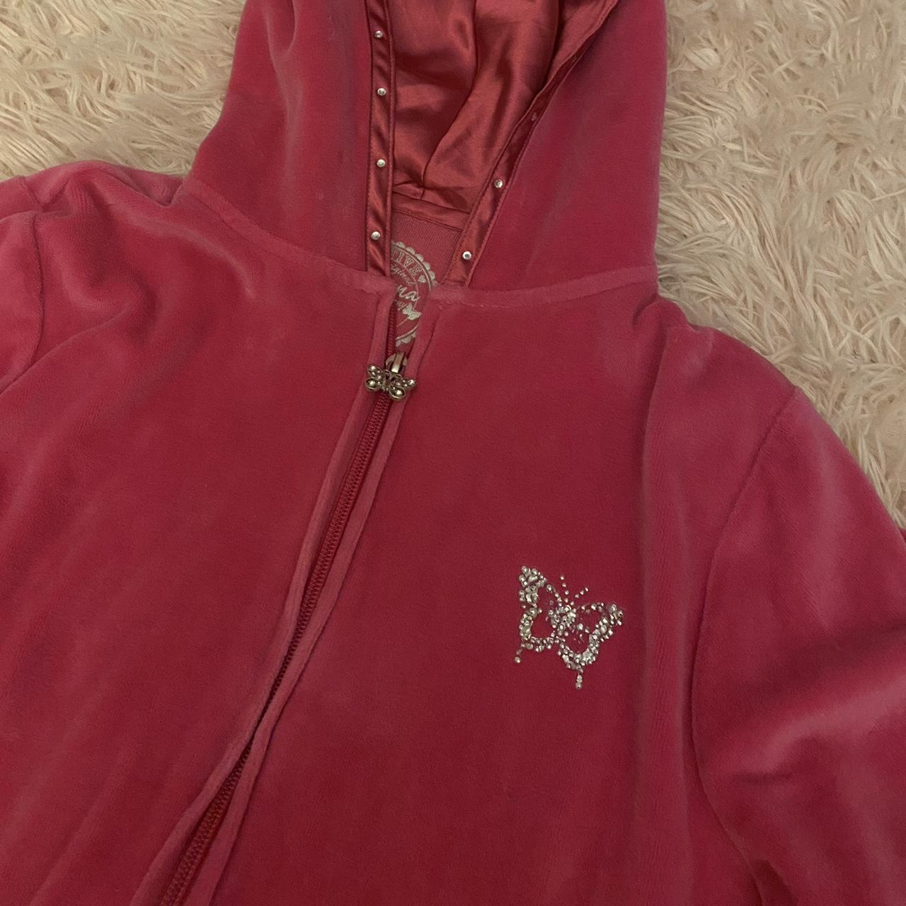 cute y2k velour pink mcbling butterfly... - Depop