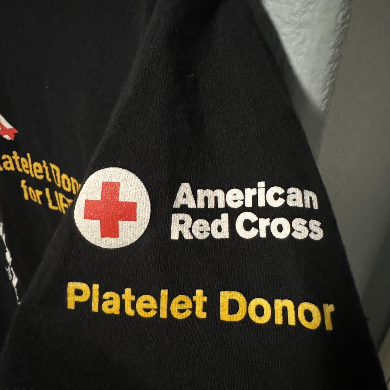 Red Cross shirt Platelet Donor for Life Pit-to-pit:... - Depop