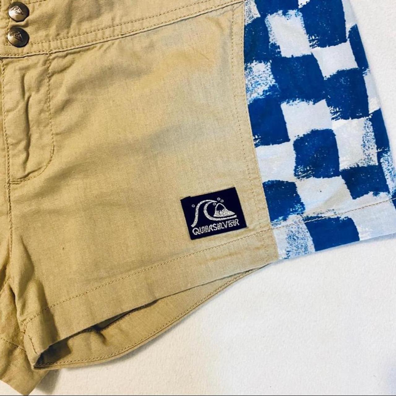 Quicksilver Women’s Tan Shorts with Blue... | Depop
