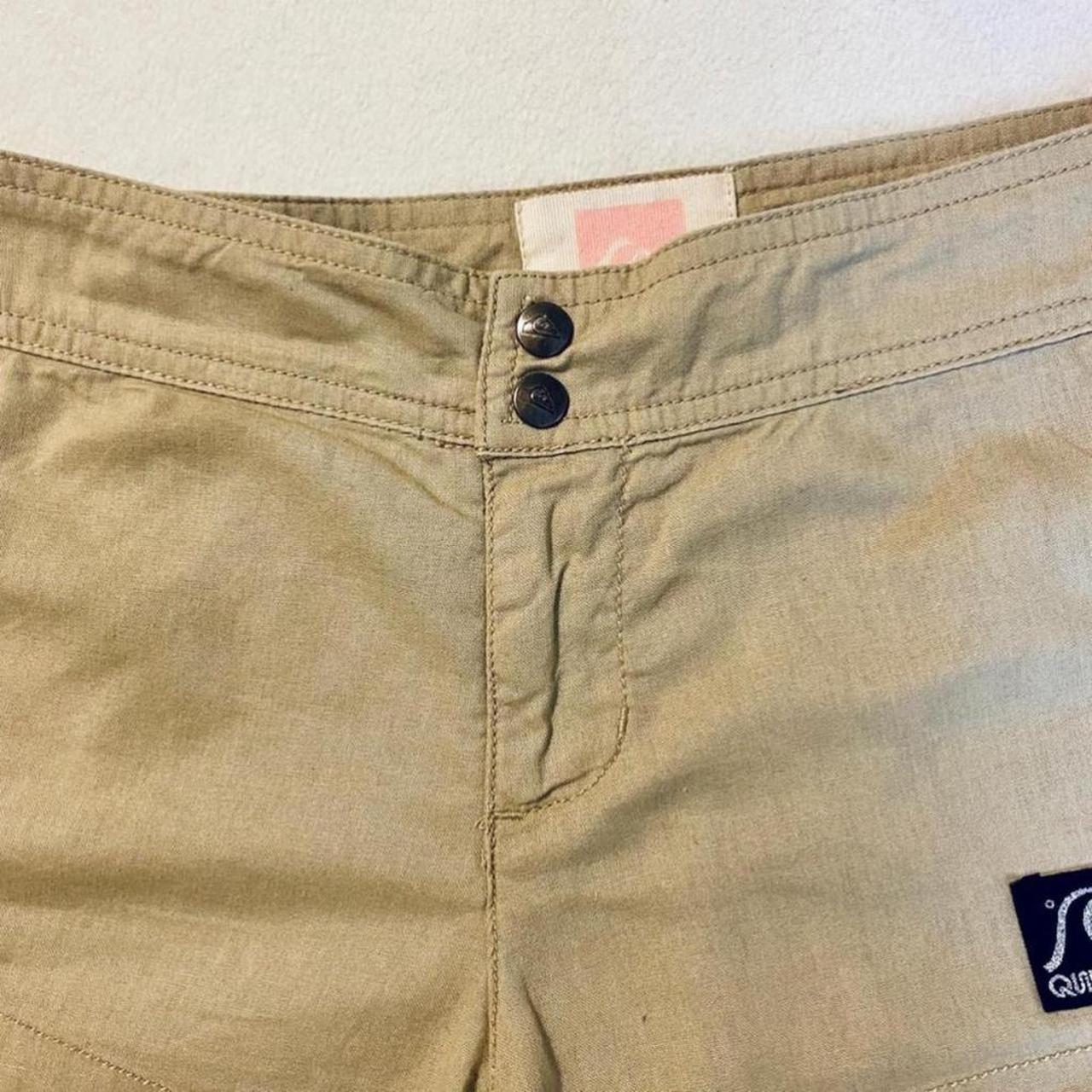 Quicksilver Women’s Tan Shorts with Blue... | Depop