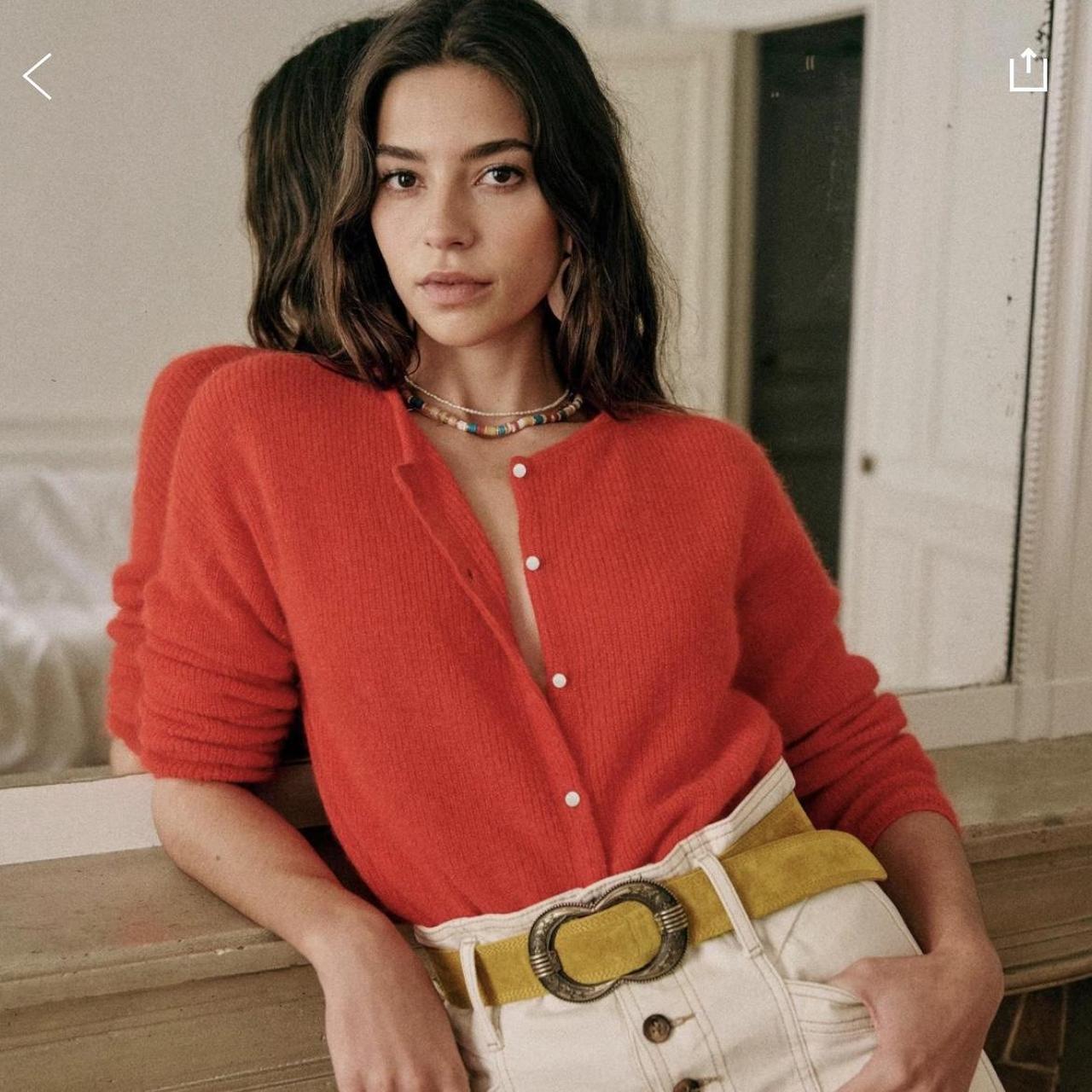 Sézane Women's Red Cardigan | Depop