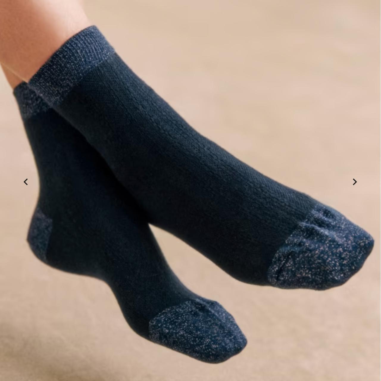 Sézane NWT Bianca Socks in Marine/Gold New with... - Depop