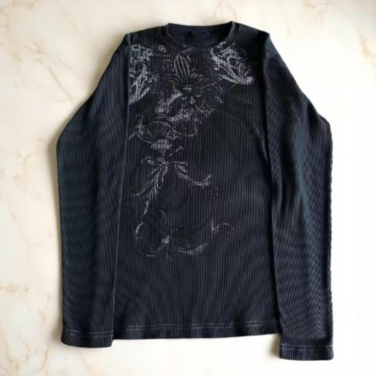 y2k top skull longsleeve A black goth long sleeve... | Depop