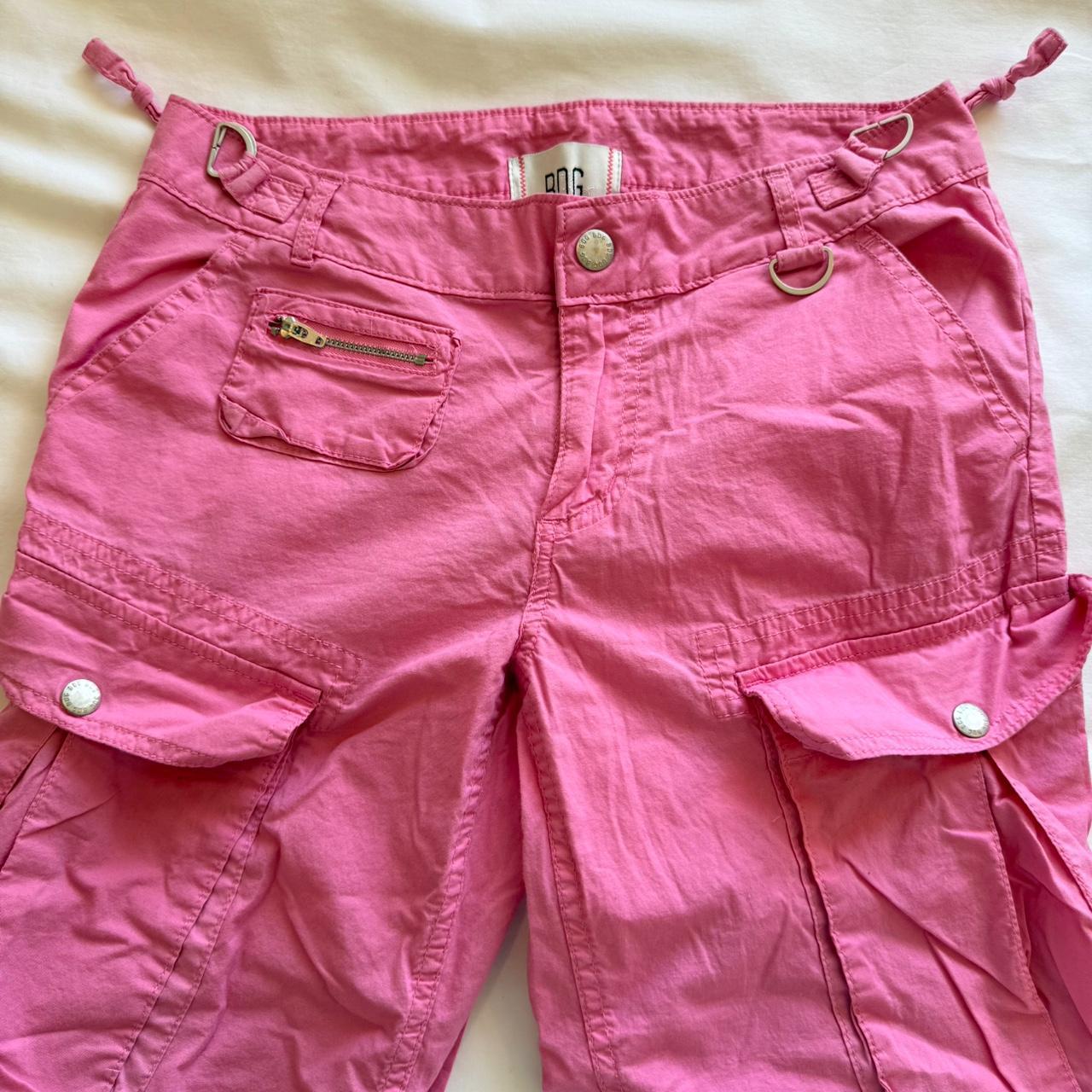 low-rise pink cargo pants size 2 low rise,... | Depop