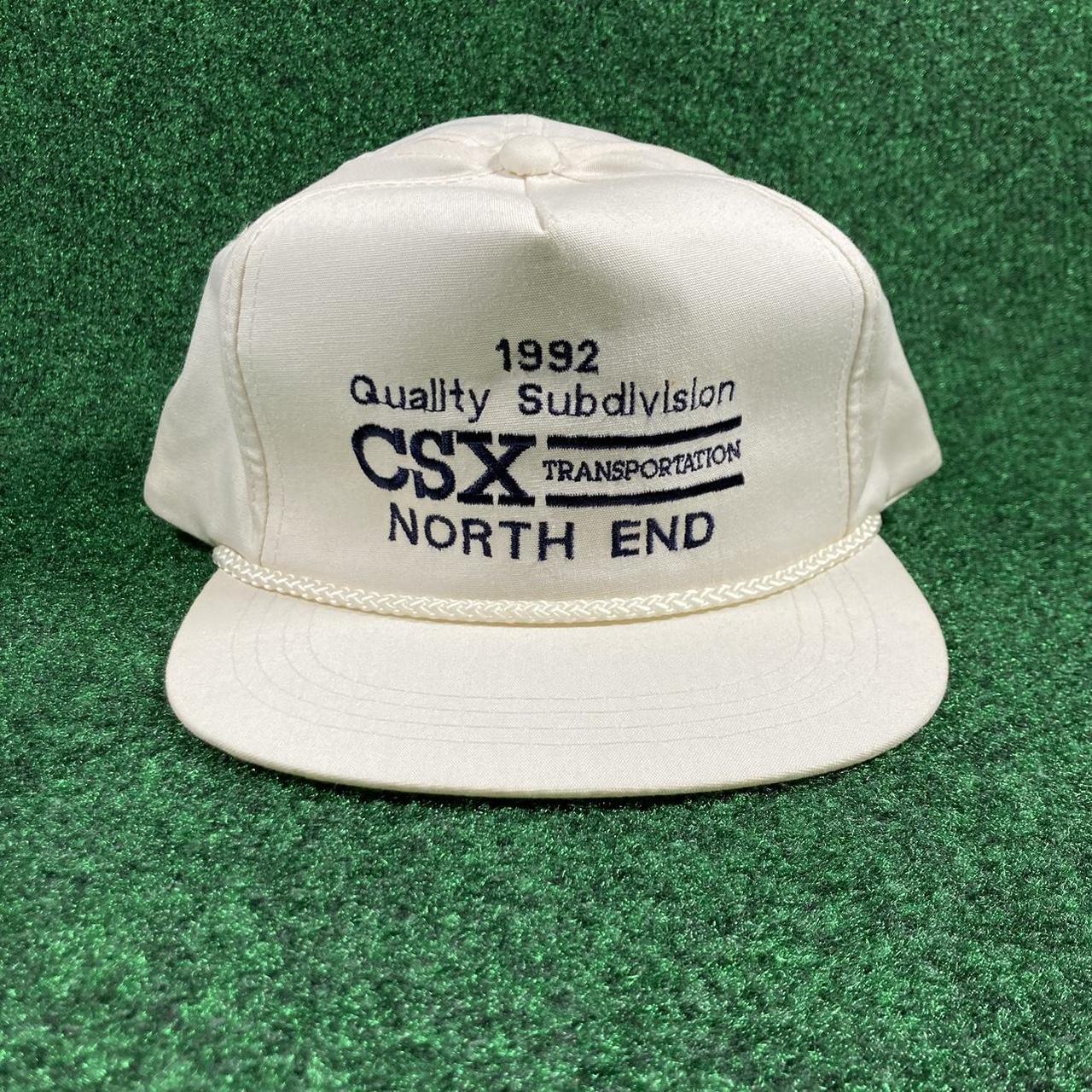 Vintage Hat CSX 1992 White Adjustable Snapback Flat... - Depop