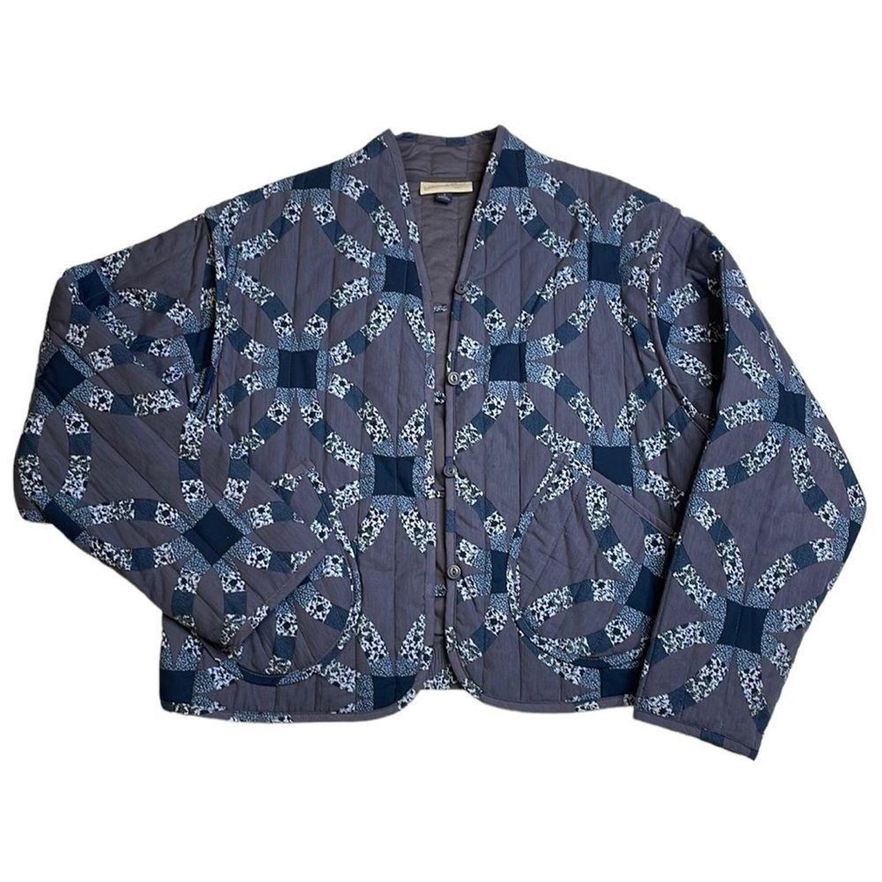 Universal Thread Blue Patchwork Quilted Jacket Small... - Depop