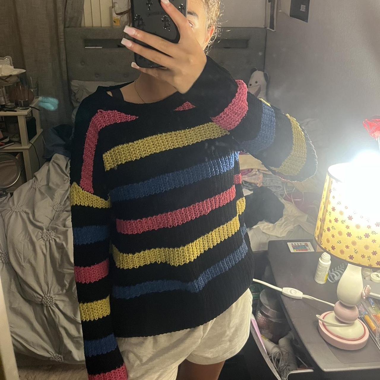 So brand striped knit sweater Size xs Old still cute... - Depop