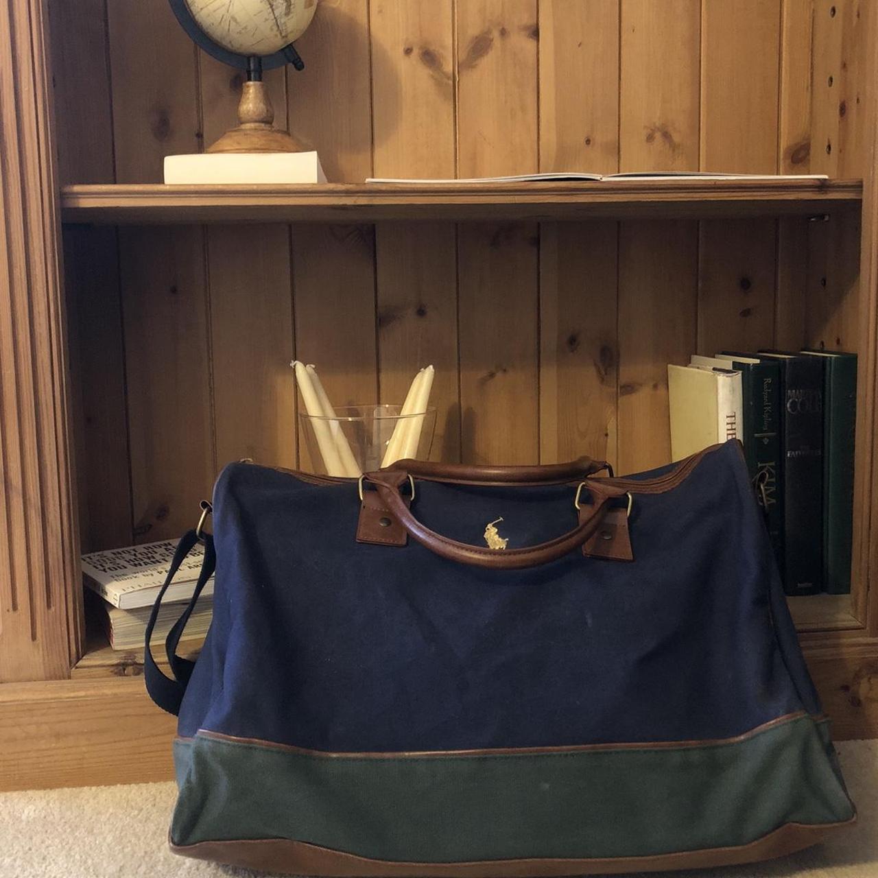 Ralph Lauren canvas duffel/ weekend bag with leather... - Depop
