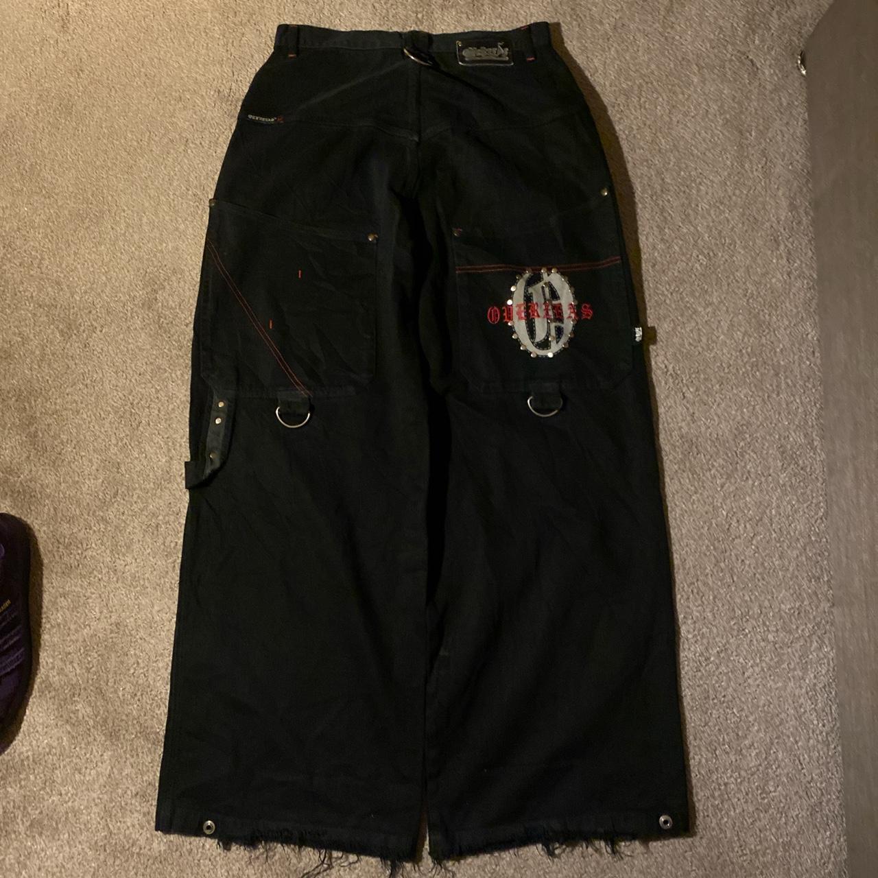 overzeas wide leg rave jeans like jnco size 32... - Depop