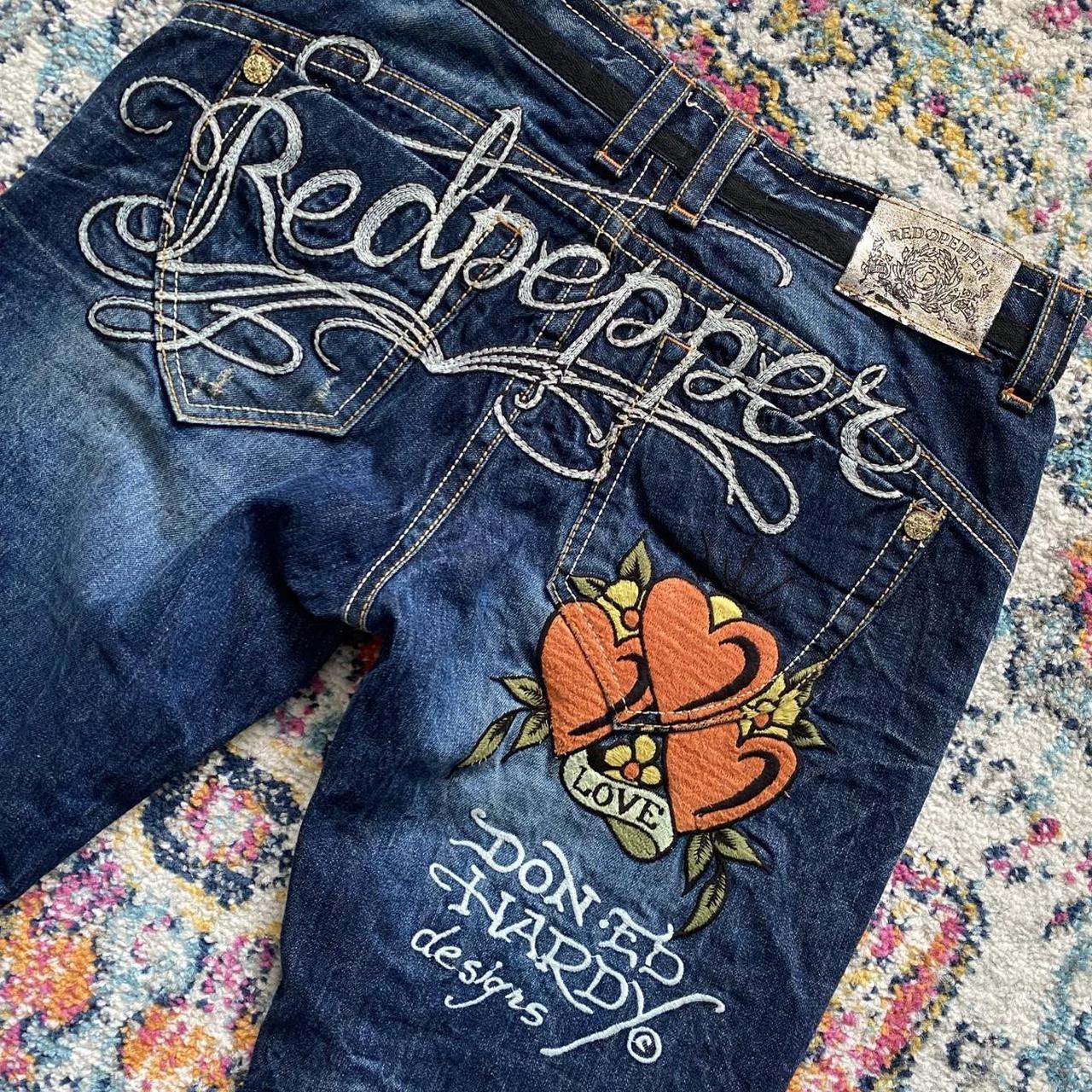 Japanese vintage Red Pepper Ed Hardy jeans Features... | Depop