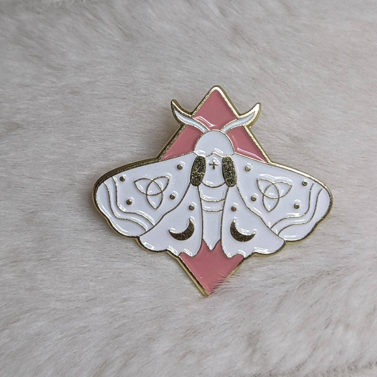 Pink Moth with Celtic and Moon Enamel Pin #Enamel... - Depop