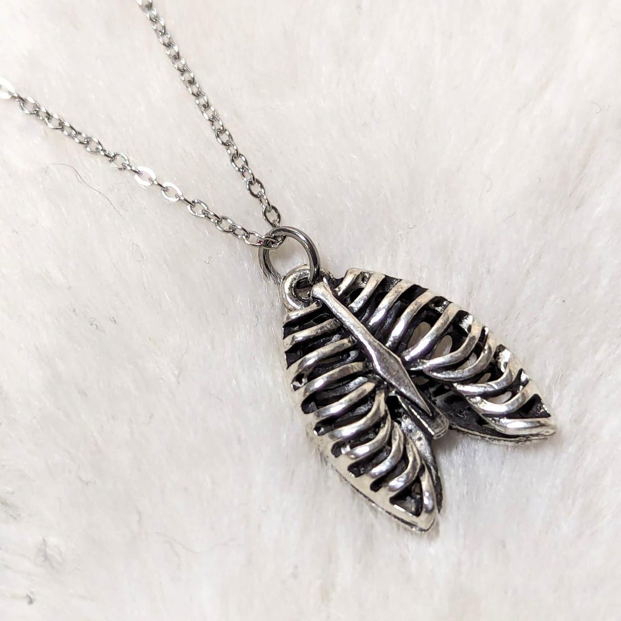 Gothic Style Rib Cage Silver Charm Stainless Steel... | Depop