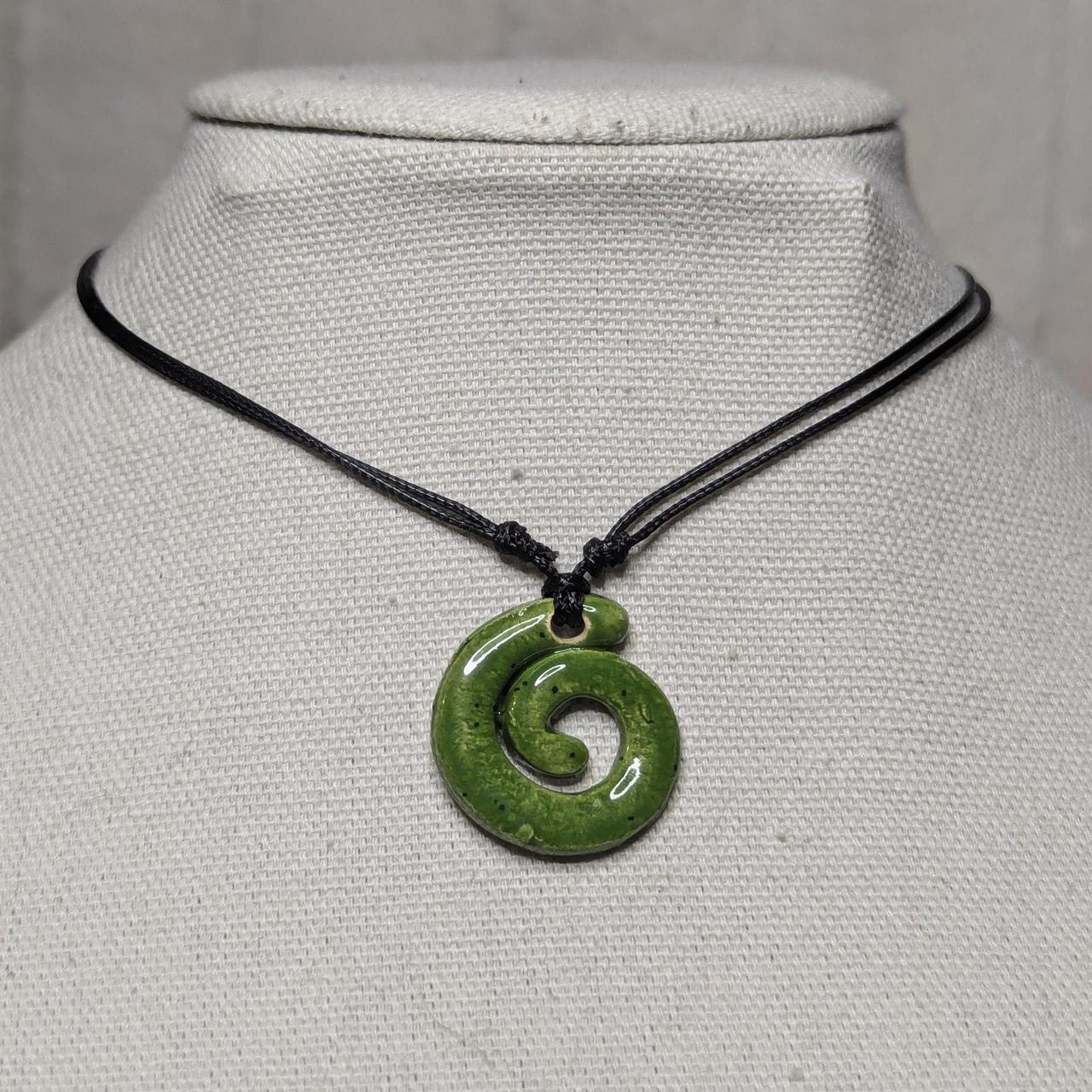 Handmade Spotted Bright Green Large Ceramic Spiral... | Depop