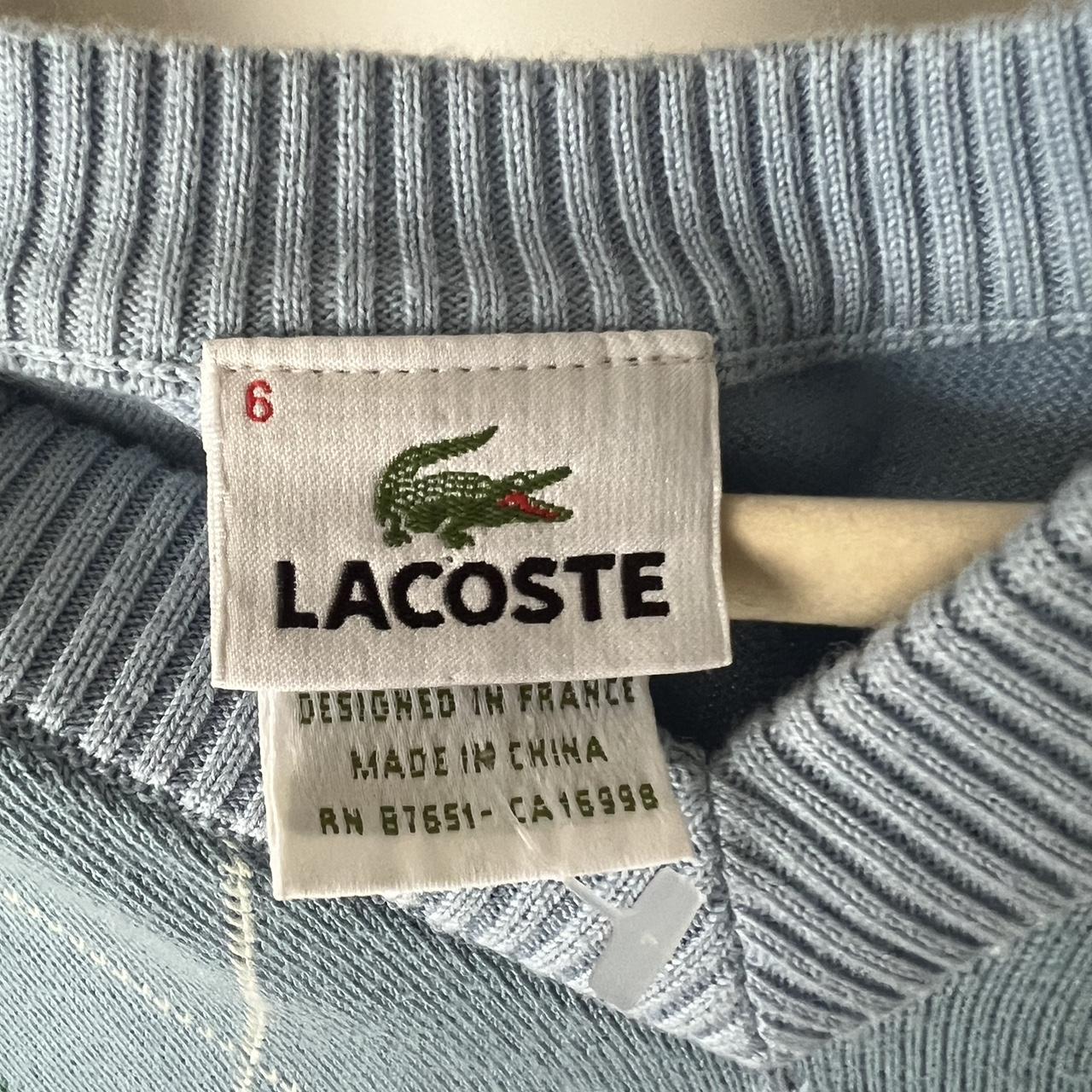 Lacoste preppy blue and green argyle golf sweater... - Depop