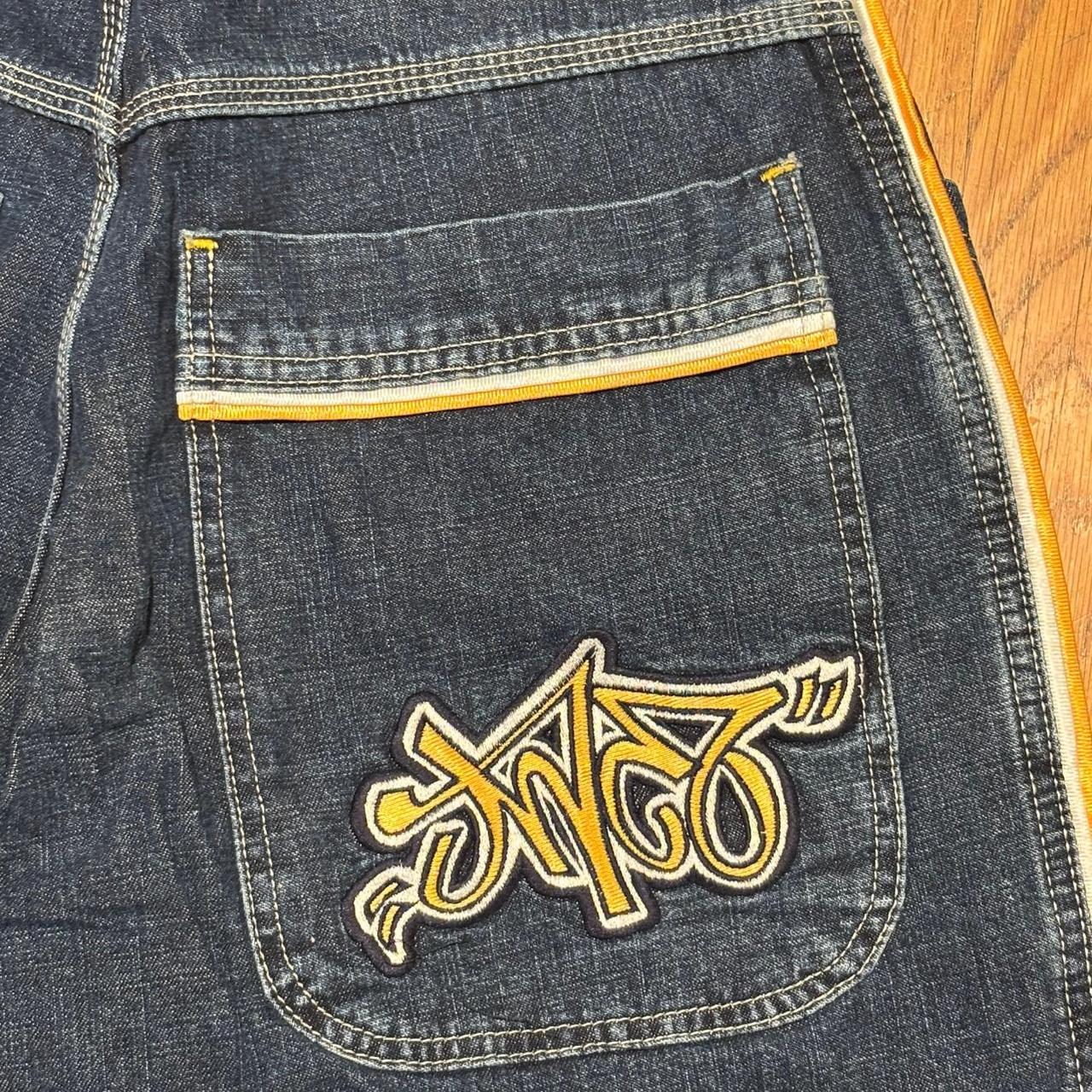 Brand new Jnco jorts with yellow stripes on the side... | Depop