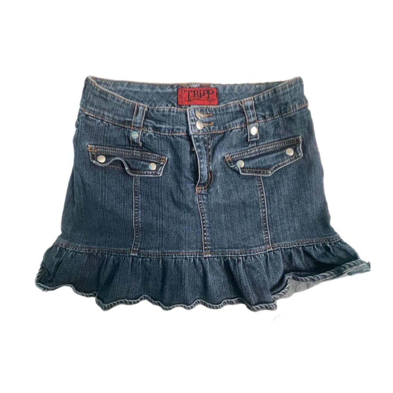 Authentic Tripp NYC Denim Ruffle Mini Skirt Super... - Depop