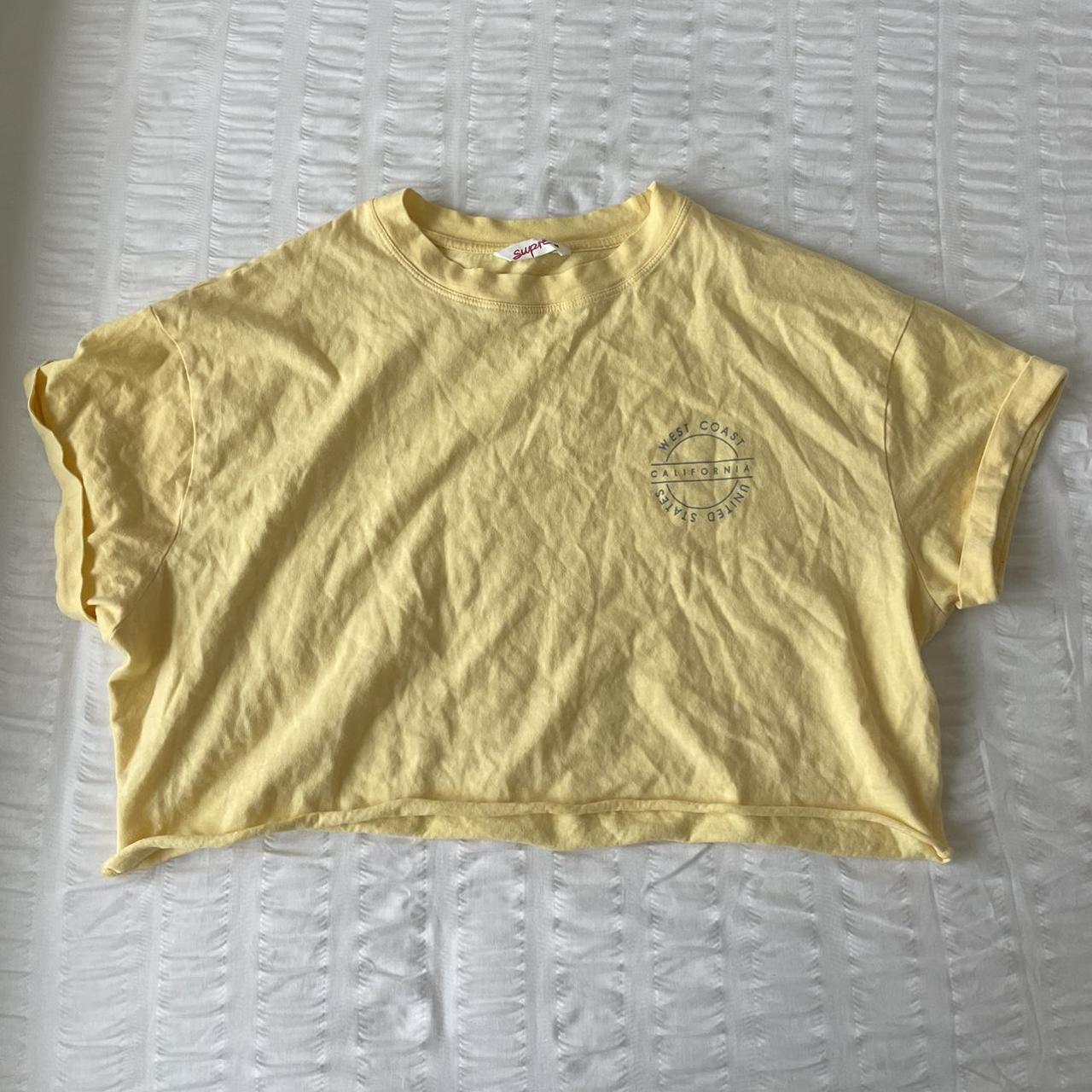 Yellow supre crop top, size aus M, used once, great... - Depop