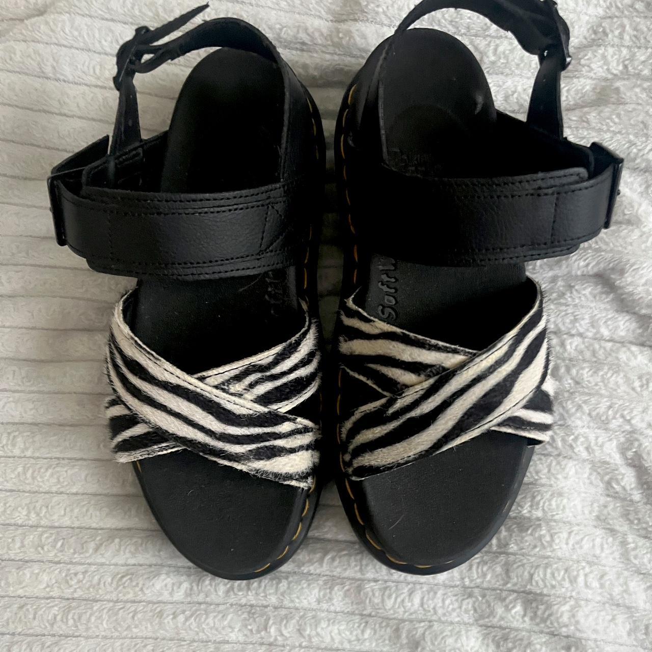 Black and white zebra print Dr. Martens sandals... | Depop