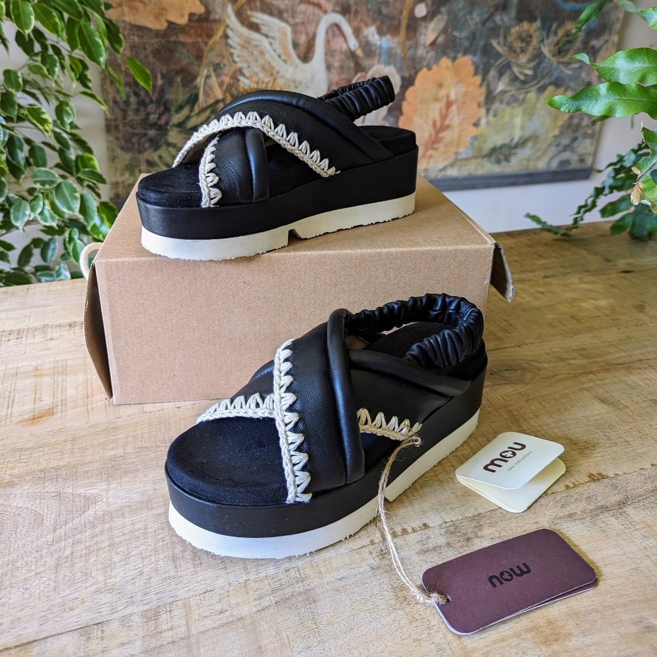 Mou Japanese Black Criss Cross Leather Soled Sandals... - Depop