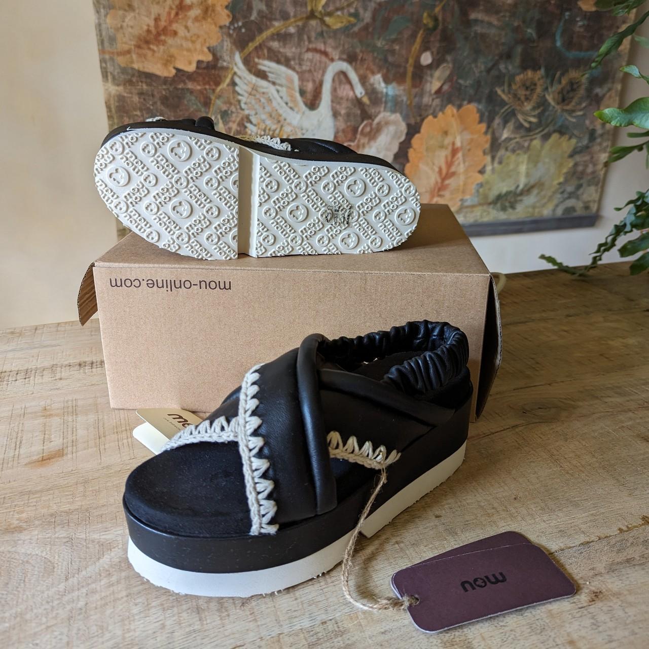 Mou Japanese Black Criss Cross Leather Soled Sandals... - Depop