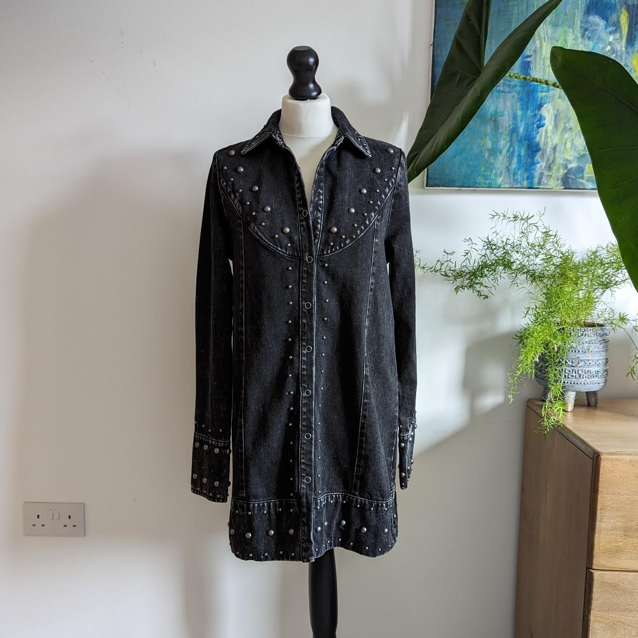 Free People Bennett Mini Denim Dress/jacket Black... - Depop