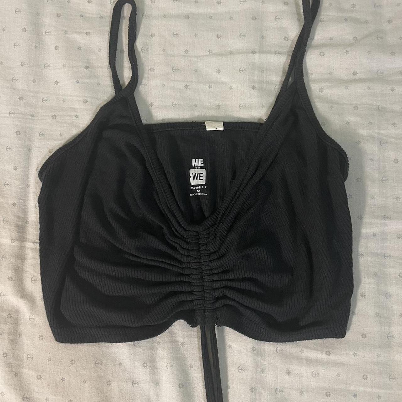 me to we essentials cropped scrunch tank top w tie... - Depop