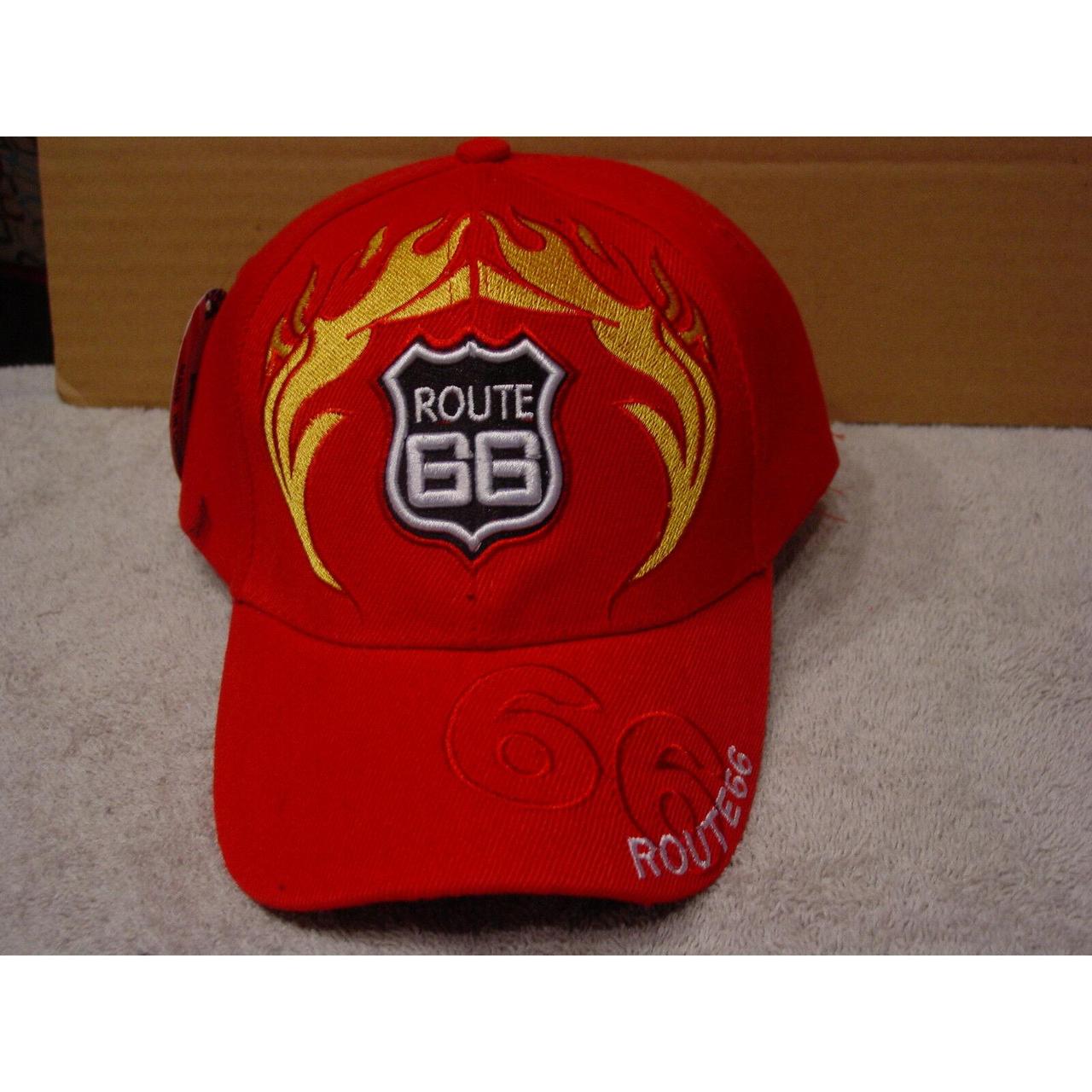 ROUTE 66 WITH FLAMES BASEBALL CAP ( RED ) Be... - Depop
