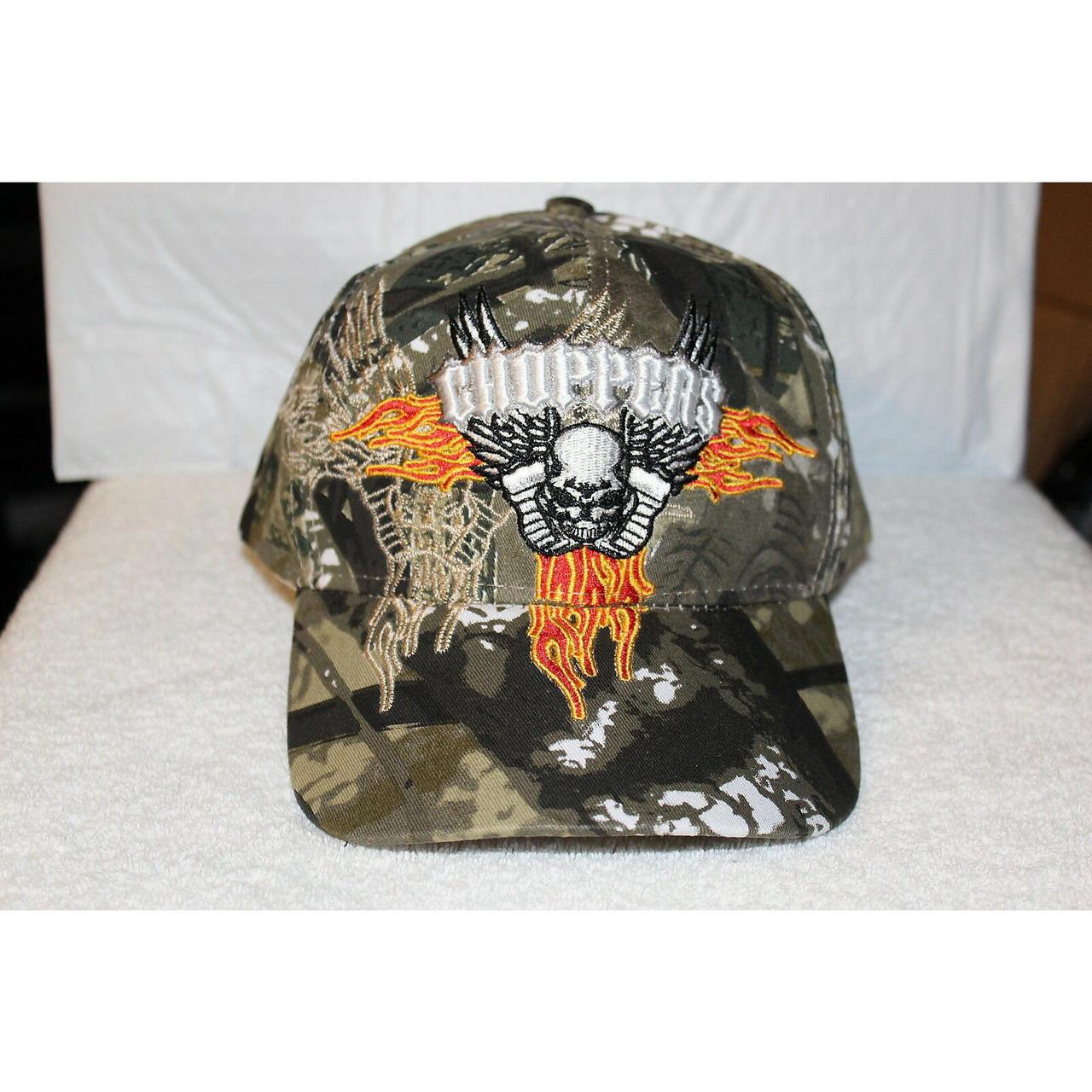 CHOPPERS SKULL WINGS FLAMES BIKER BASEBALL CAP (... - Depop