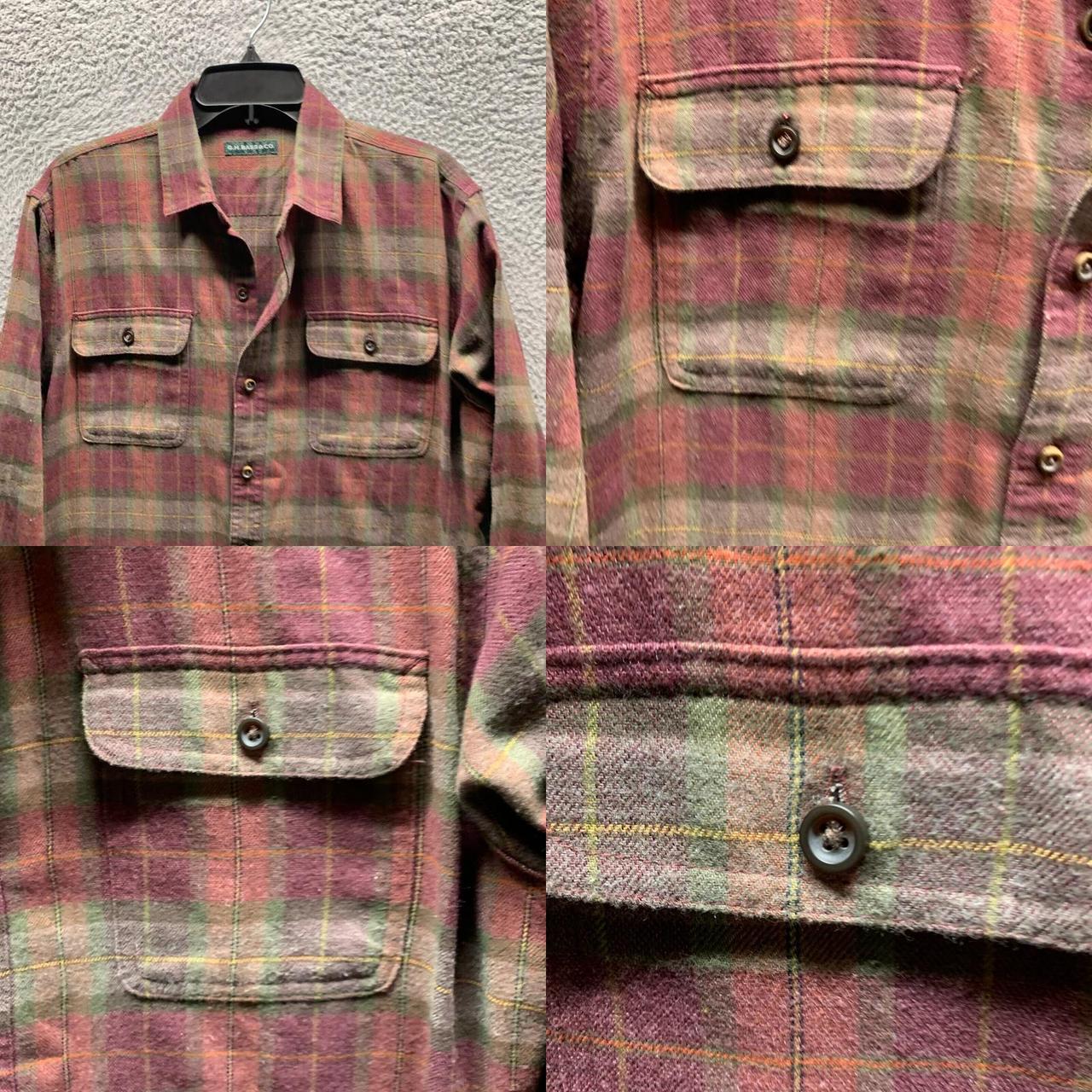 GH BASS Shirt Adult Medium Red Brown Flannel Cotton... - Depop