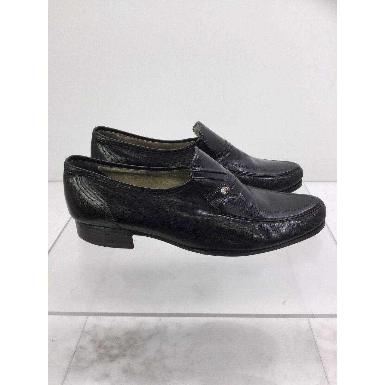 Morelli Black Leather Slip-On Dress Loafer Shoes... - Depop