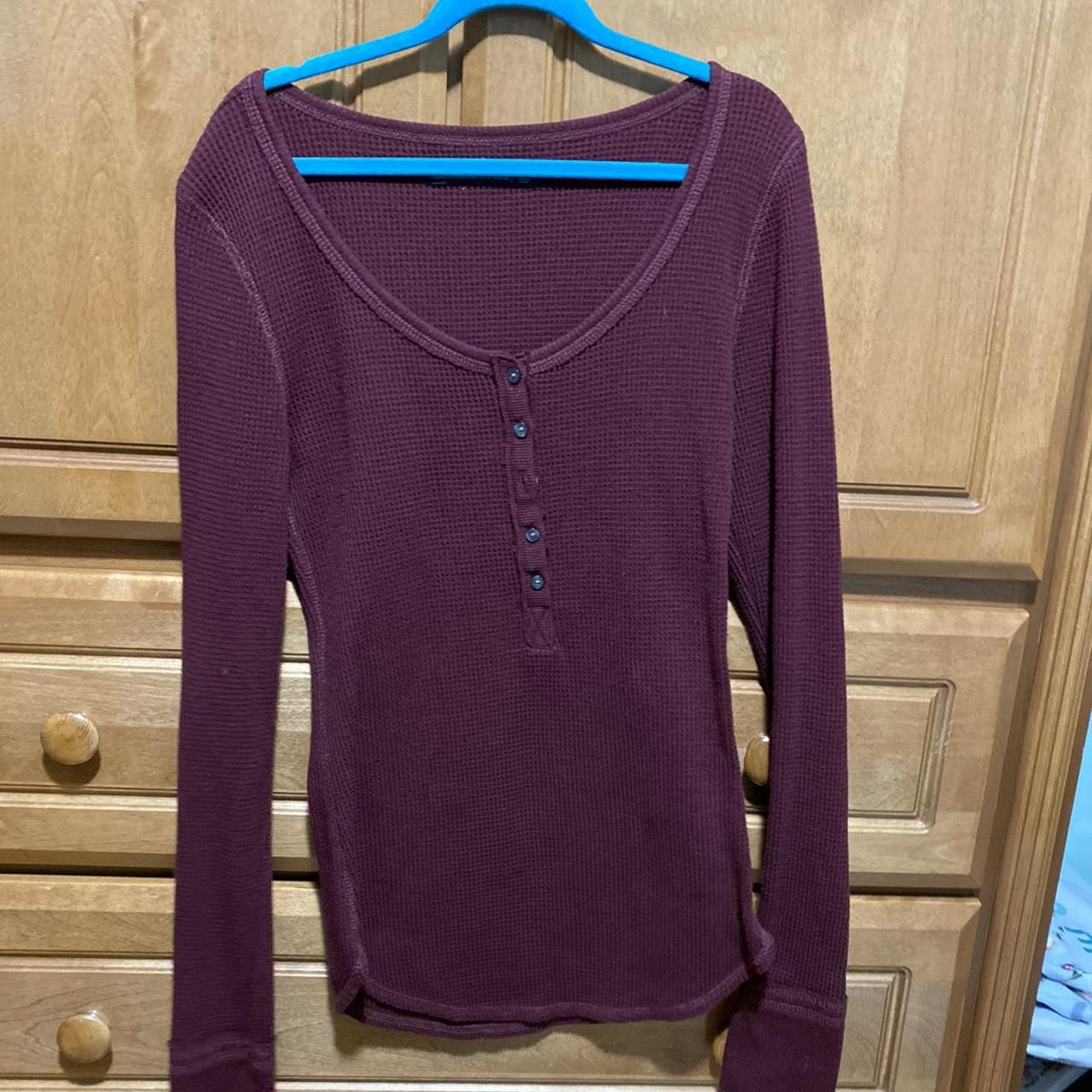 Abercrombie & Fitch Women's Burgundy Shirt | Depop