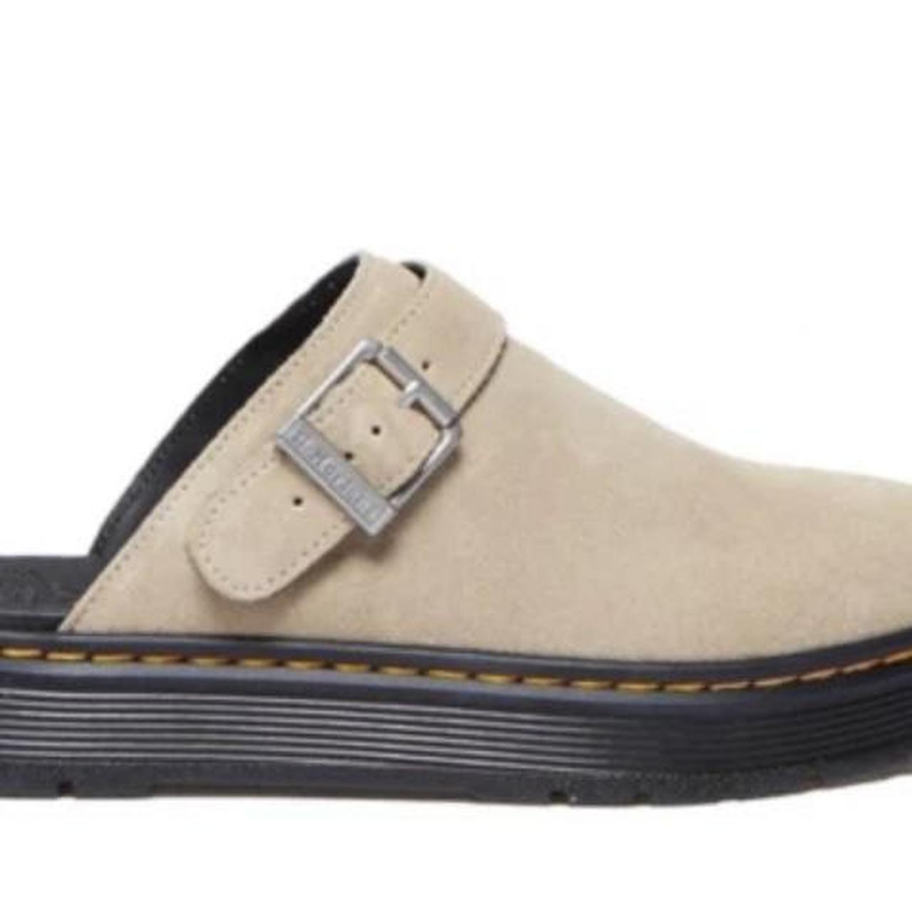 Doc Marten ran and cream suede clogs with buckle... | Depop