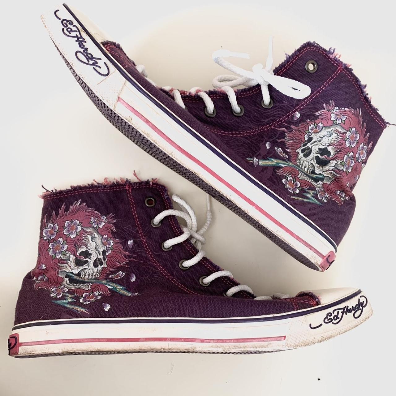 Fabulous purple converse style Ed Hardy shoes. Love... - Depop