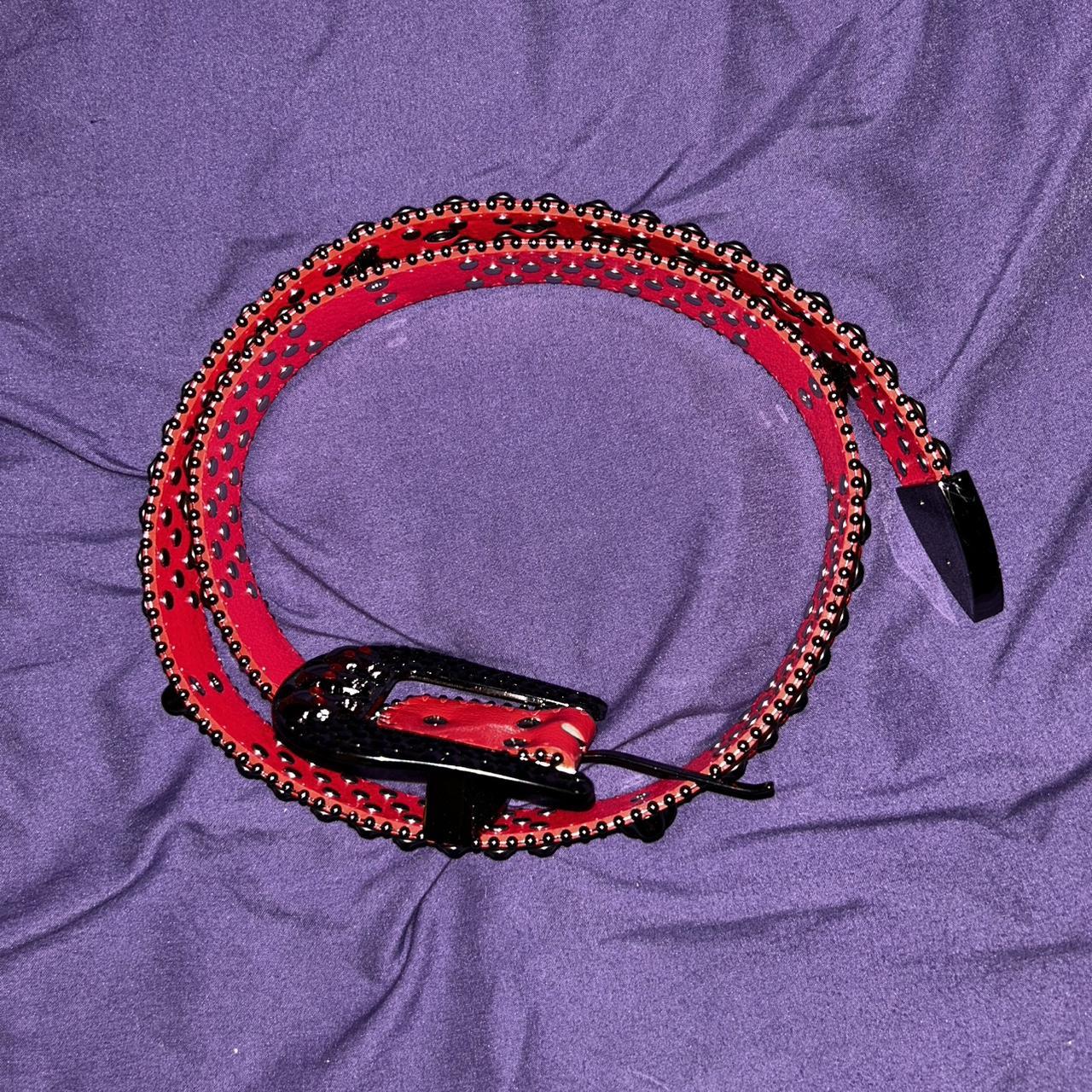 red and black bling skull hot topic belt! bought... - Depop