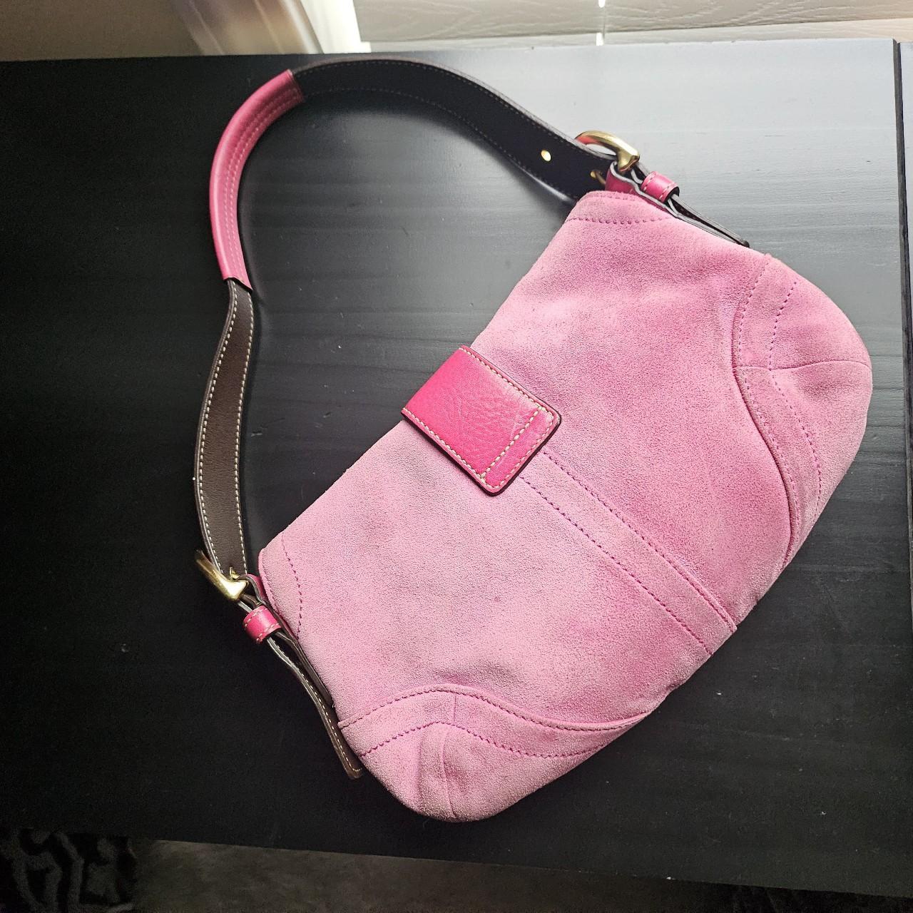Y2k Coach Pink Suede/Leather Soho Shoulder... - Depop