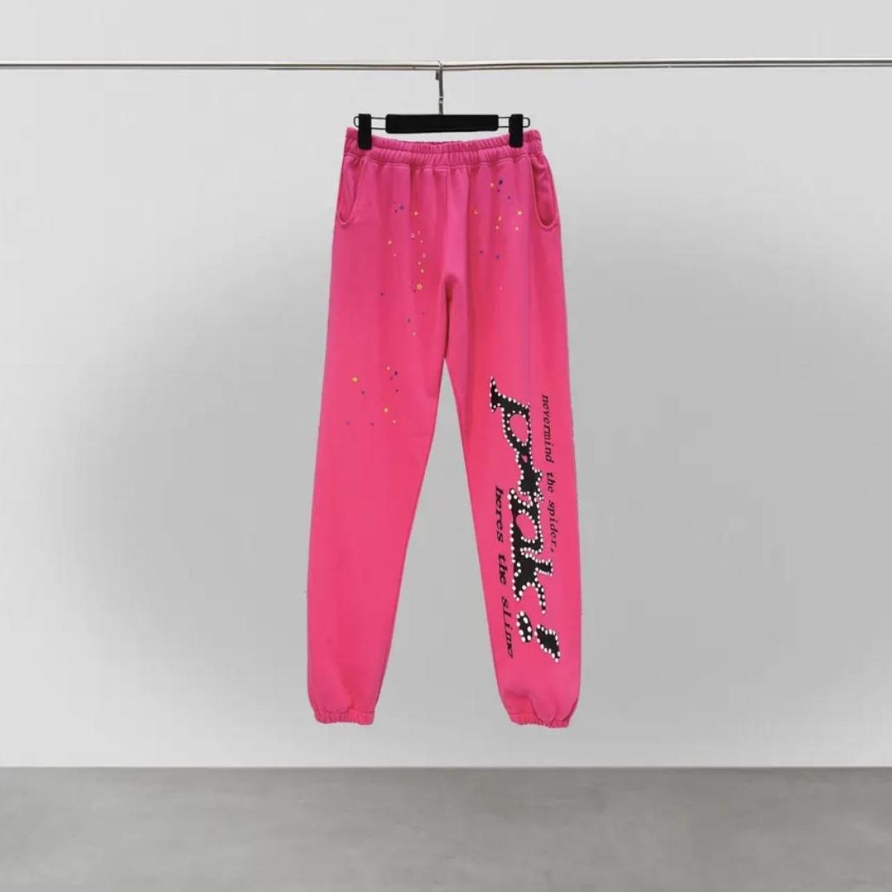 Pink Sp5der sweats comfy and warm - Depop