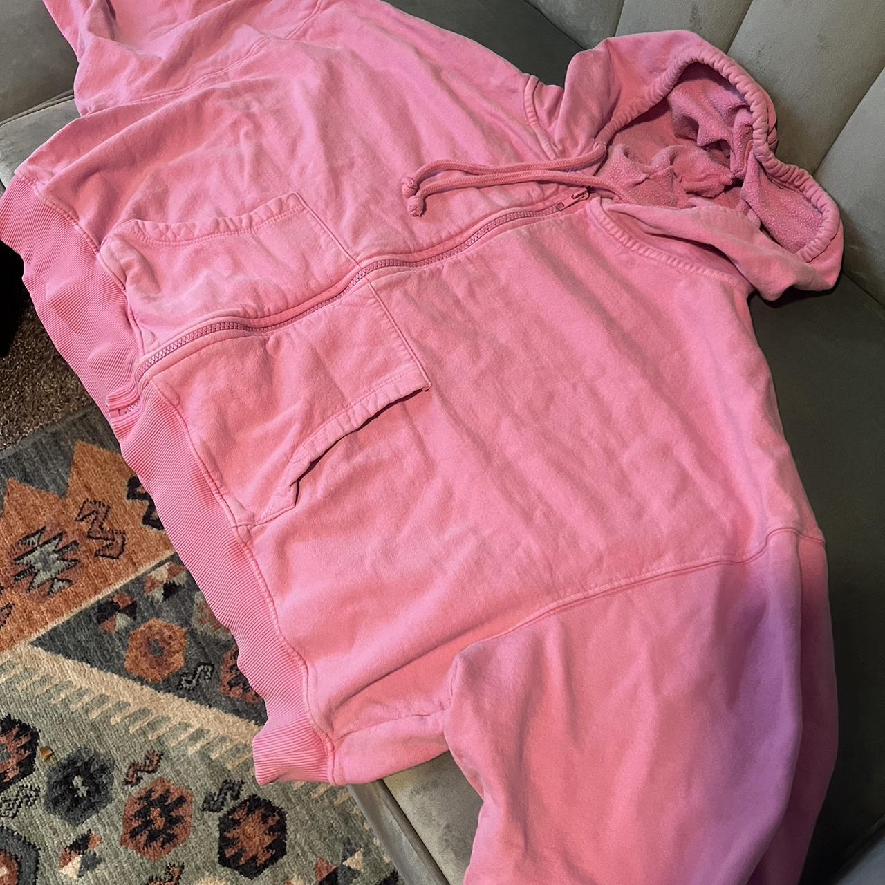 Oversized washed neon pink cropped hoodie - Depop