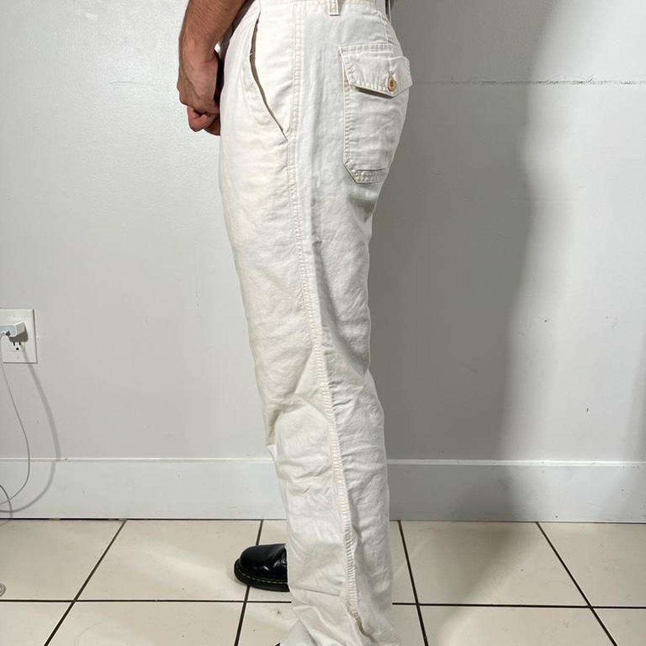 White relaxed fit linen pants 31x32 Vintage and in... - Depop